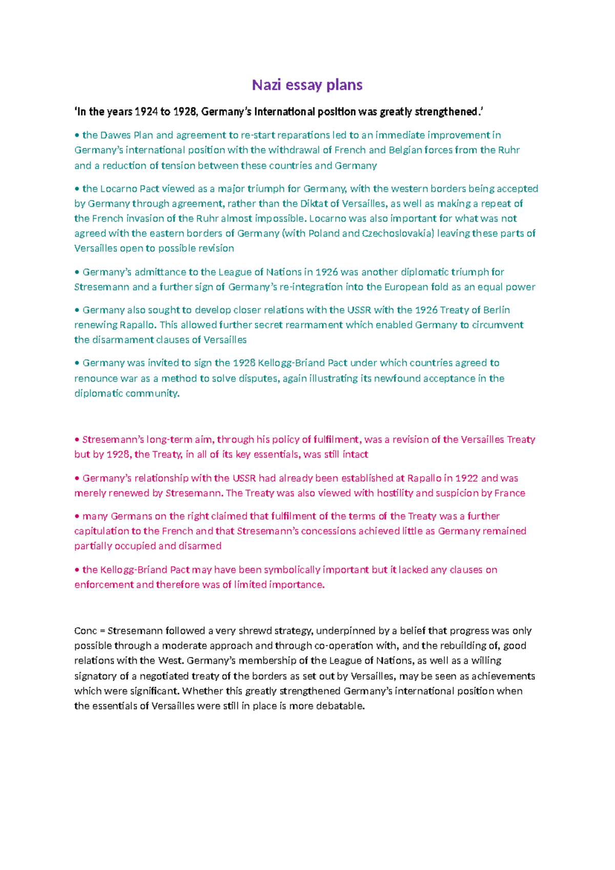 Nazi essay plans - nazi germany - Nazi essay plans ‘In the years 1924 ...