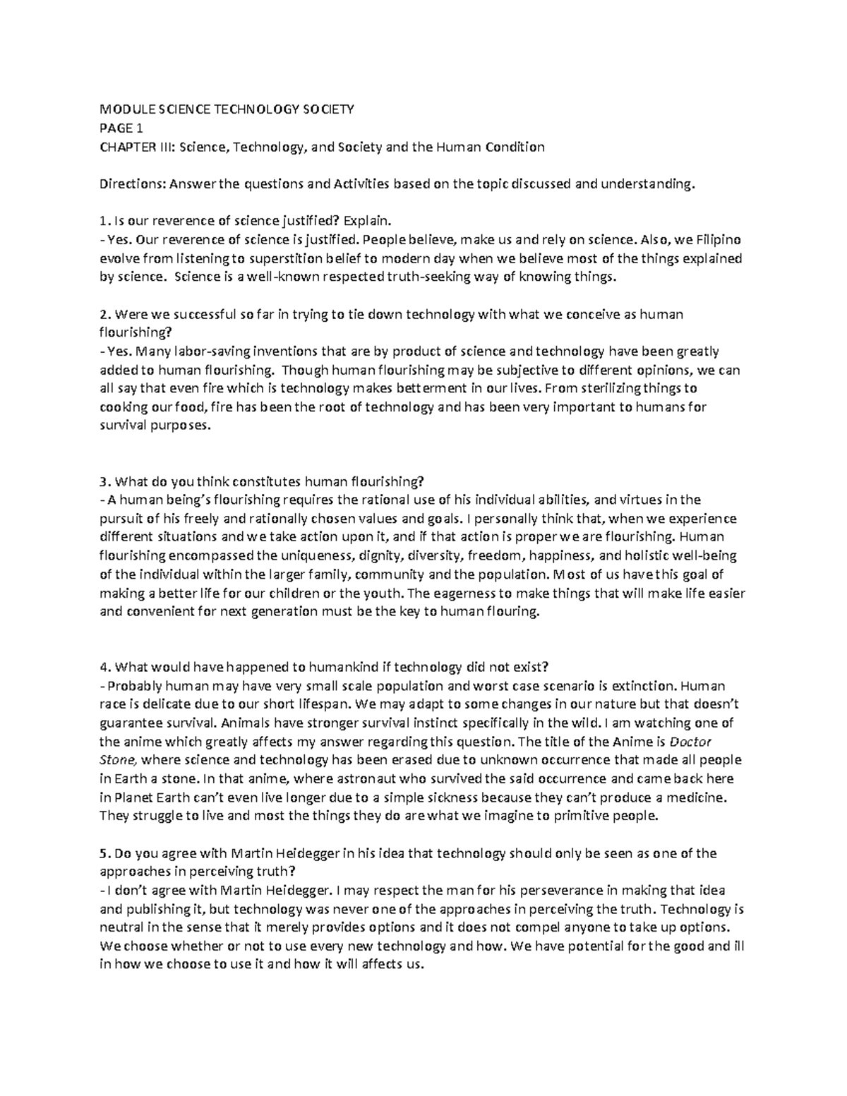 Activity#3: CHAPTER III: Science, Technology, and Society and the Human ...