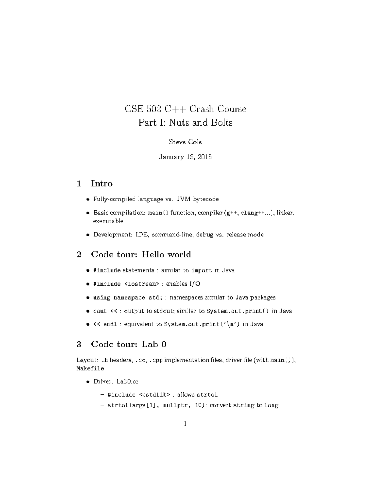 Cse502 2014 2015 Lecture Notes 2 Closest Pair And C Crash Course Cse 502 C Crash Course 