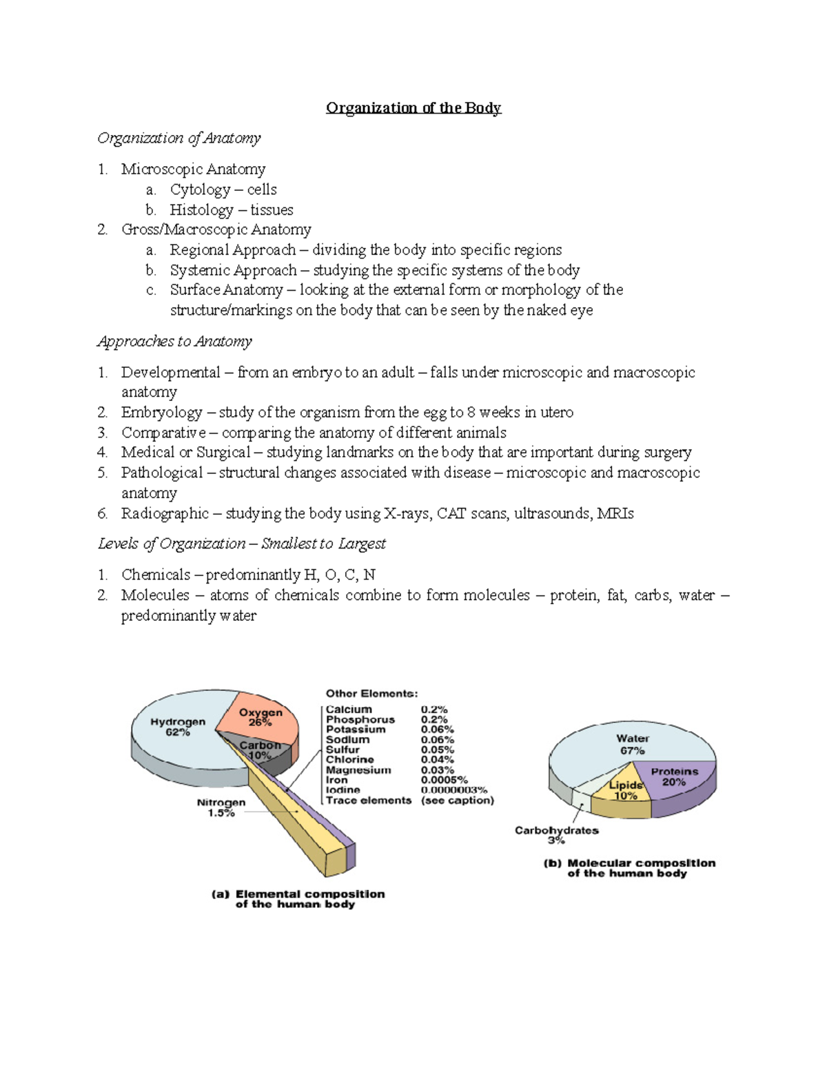 Chapter 1 - Organization of the Body - Organization of the Body ...