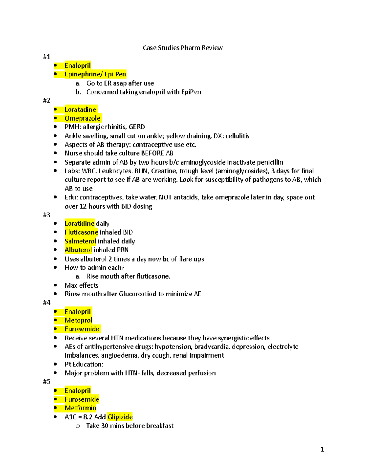 Case Studies Pharm Review - Go to ER asap after use b. Concerned taking ...