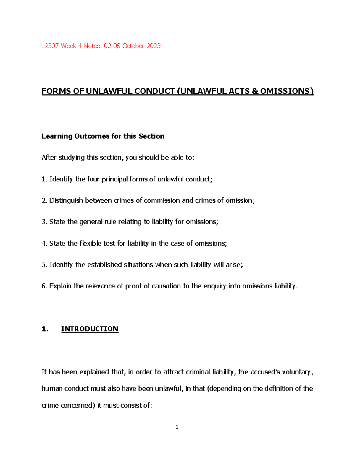 Week 4 Notes (02-06 Oct 2023) - L2307 Week 4 Notes: 02-06 October 2023 ...