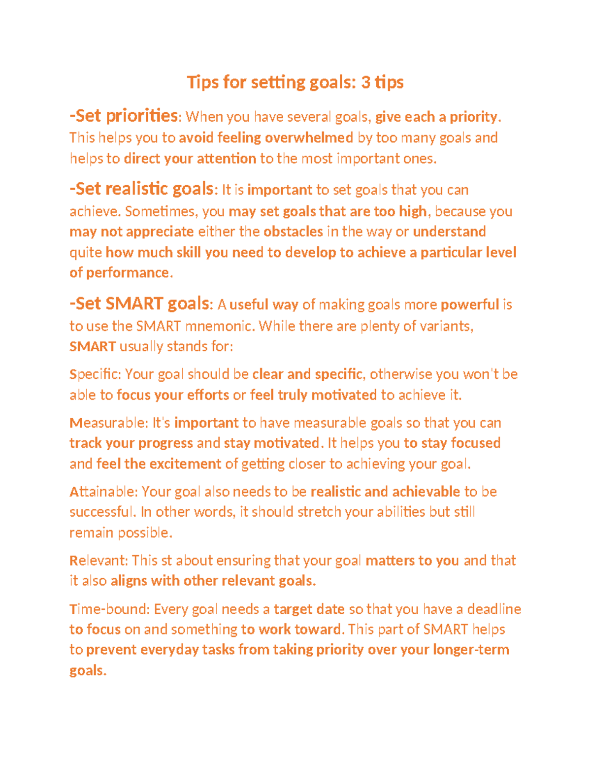 Tips for setting goals - This helps you to avoid feeling overwhelmed by ...