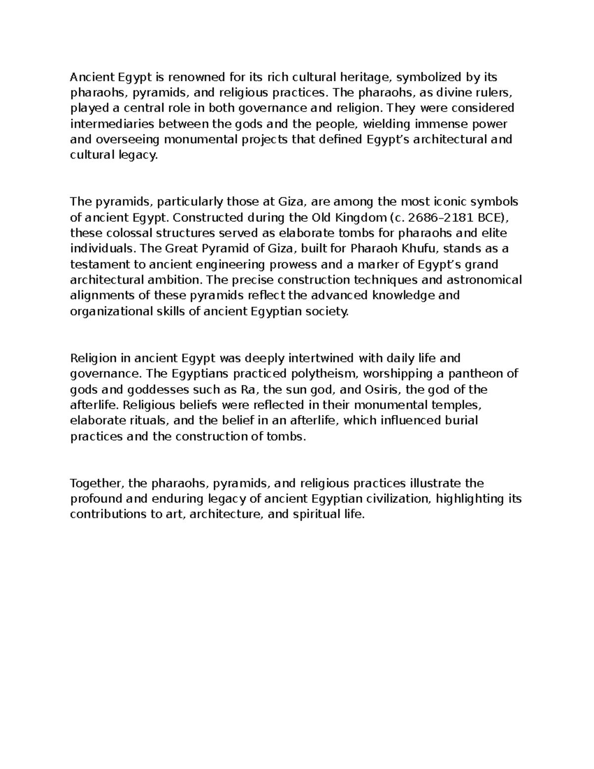 Ancient Egypt is renowned for its rich cultural heritage - The pharaohs ...