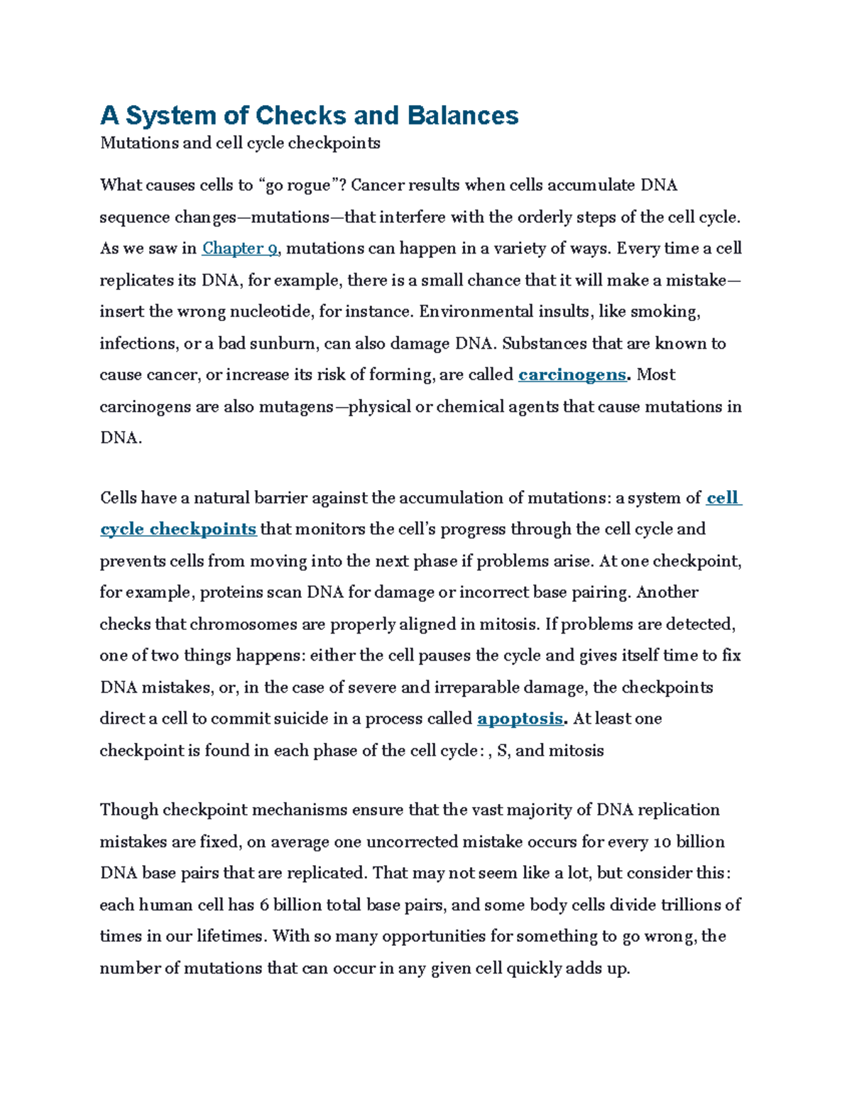 Bio 10. 2- A System of Checks and Balances - A System of Checks and ...