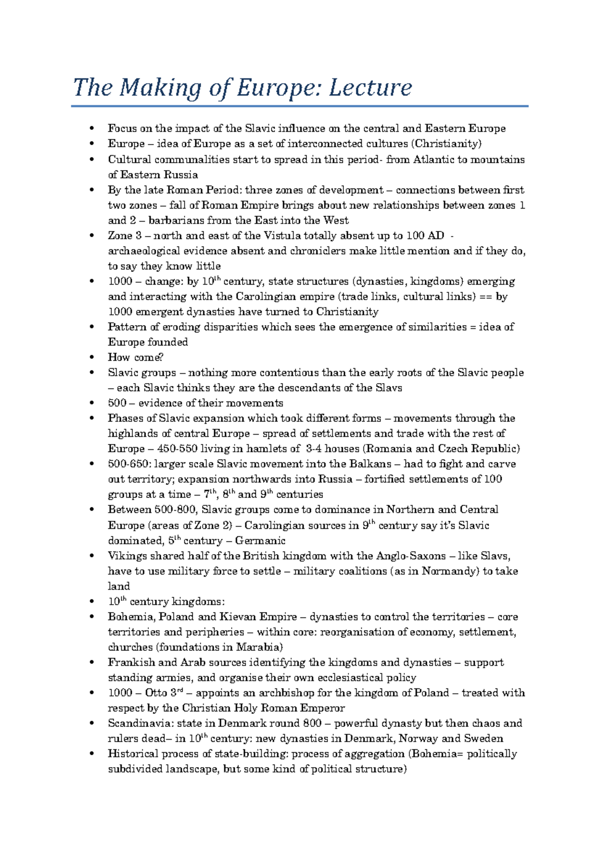 Lecture Notes - Lecture "The Making Of Europe", Dr. Heather - The ...