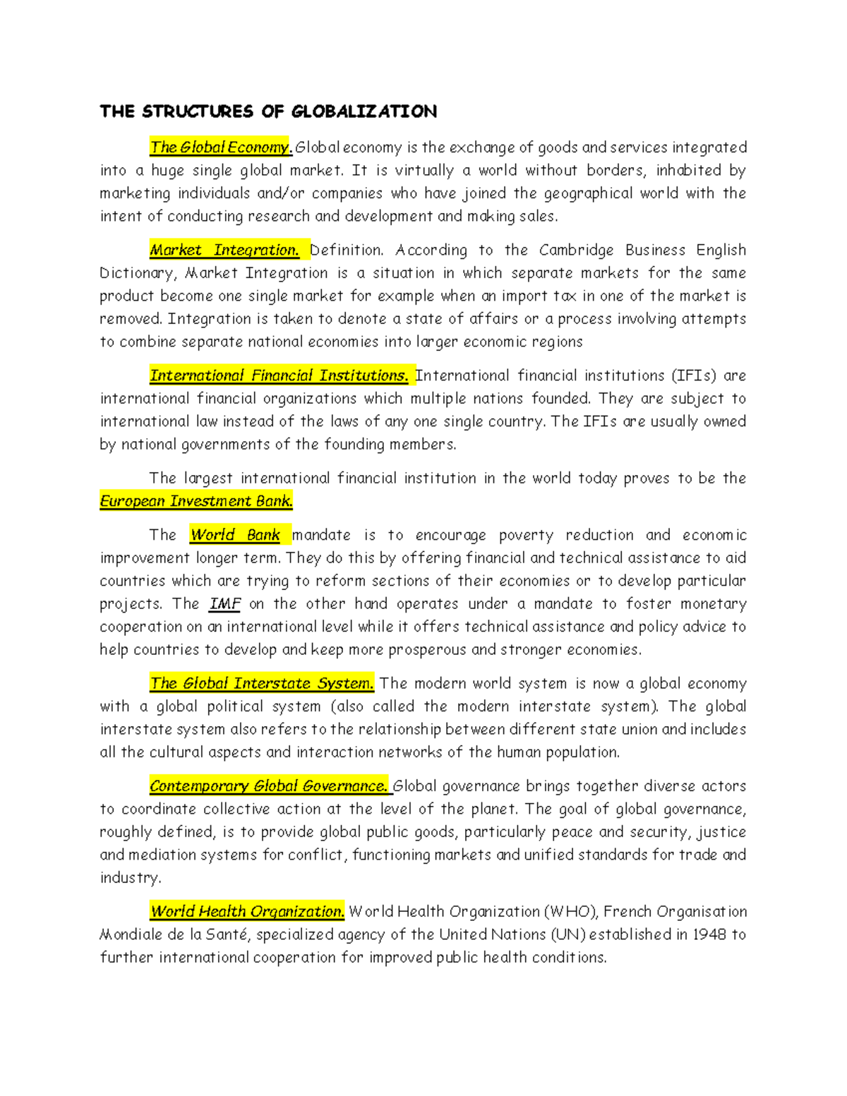 THE Structures OF Globalization - THE STRUCTURES OF GLOBALIZATION The ...