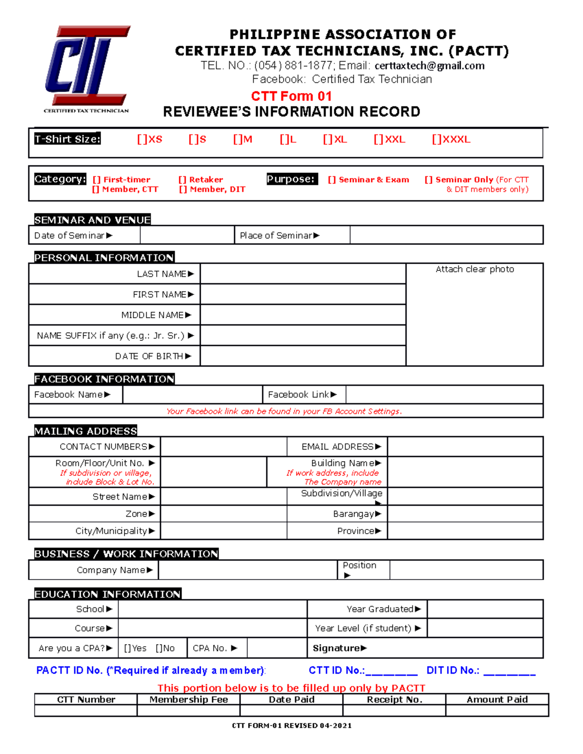 CTT FORM 01 rev042021 - sssss - CTT Form 01 REVIEWEE’S INFORMATION ...