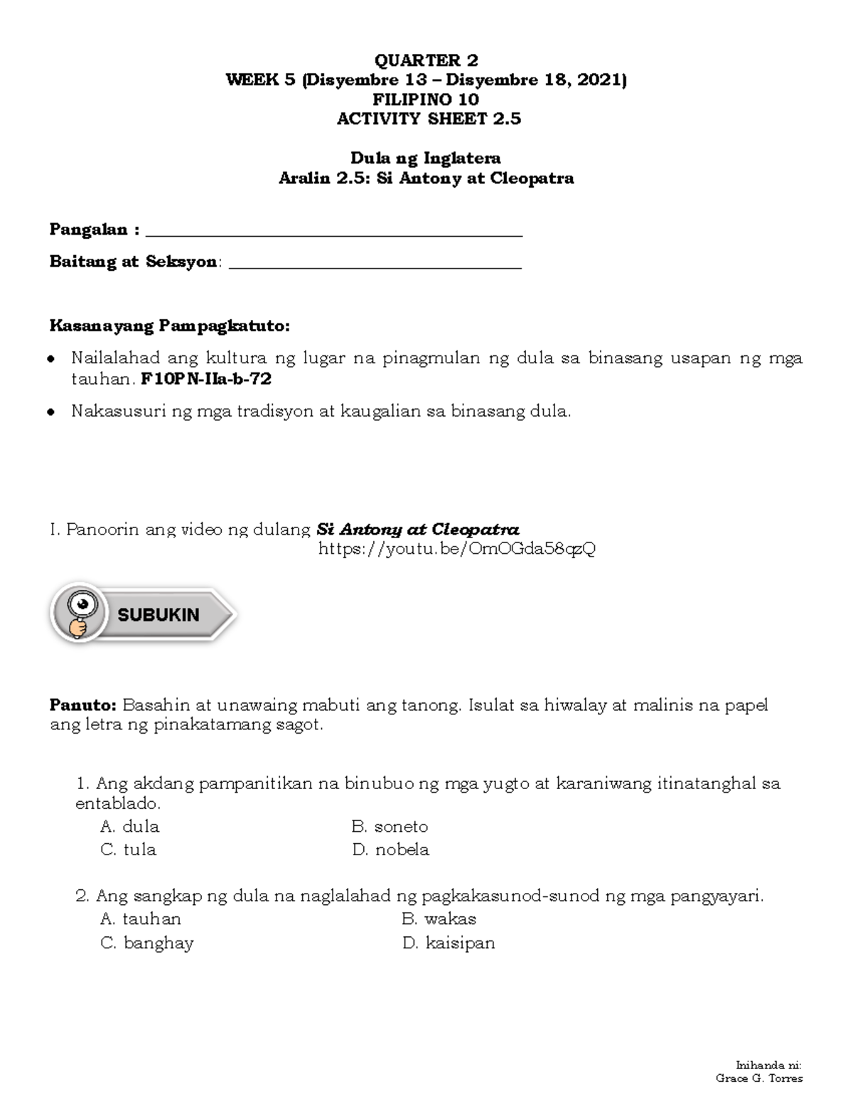 Q2W5 -Activity-Sheet-2 - Inihanda ni: QUARTER 2 WEEK 5 (Disyembre 13 ...