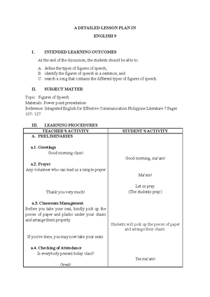 DLP - DETAILED LESSON PLAN - A Detailed Lesson Plan in English Grade 10 ...