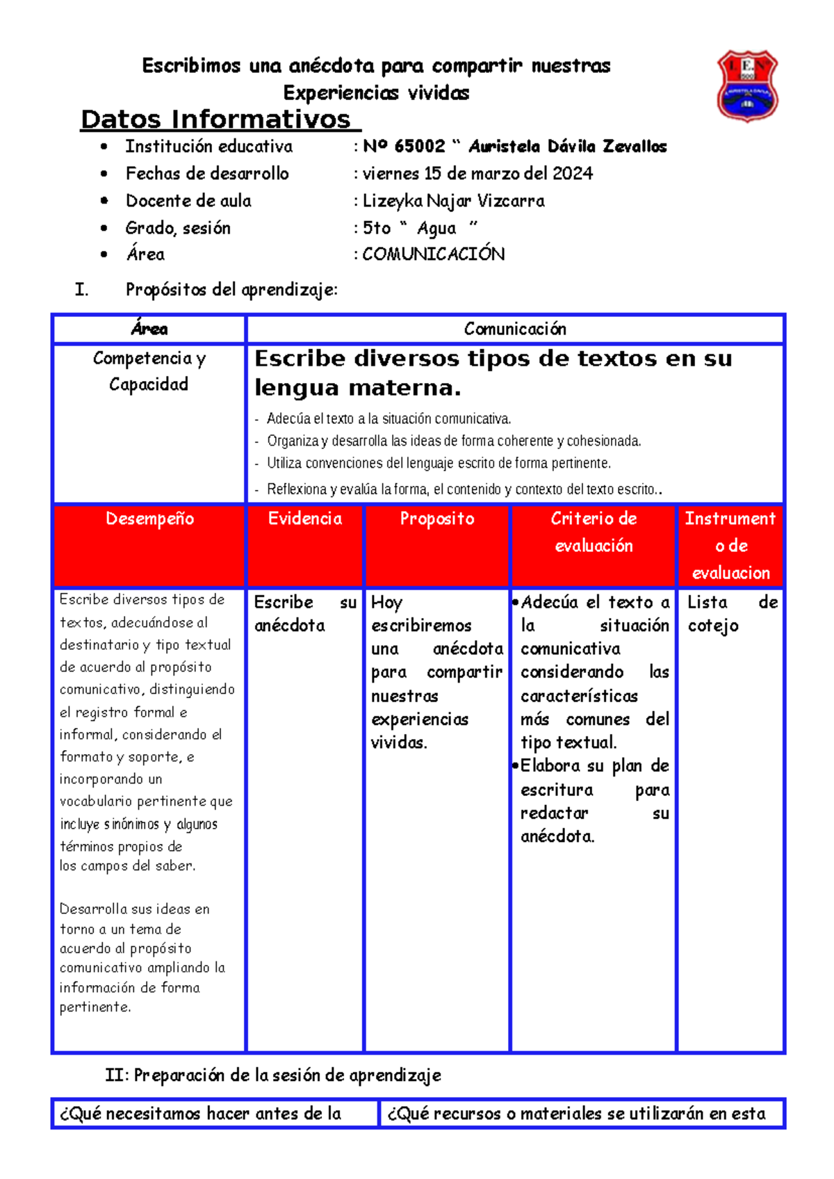 Sesion escribimos anecdotas - Escribimos una anécdota para compartir ...