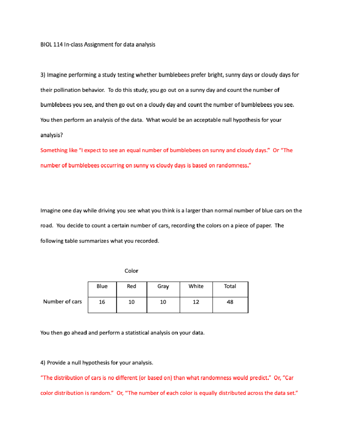Assignment for data analysis - Biol 114 - Studocu