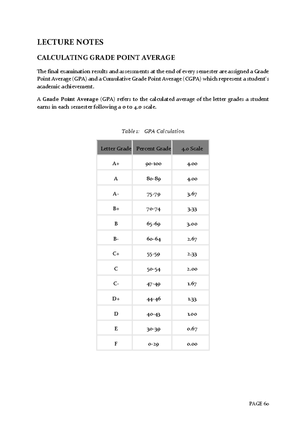 Study Skills CGPA Calculation - LECTURE NOTES CALCULATING GRADE POINT ...
