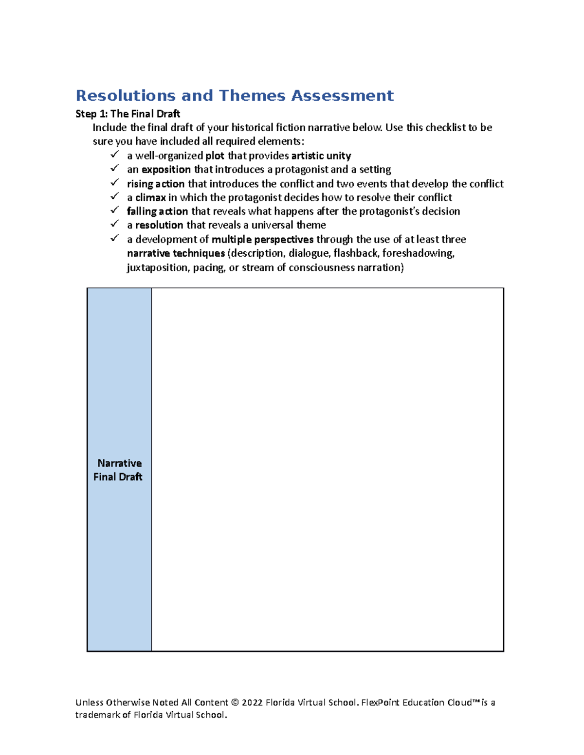 Resolutions and themes assess rubric - Resolutions and Themes ...