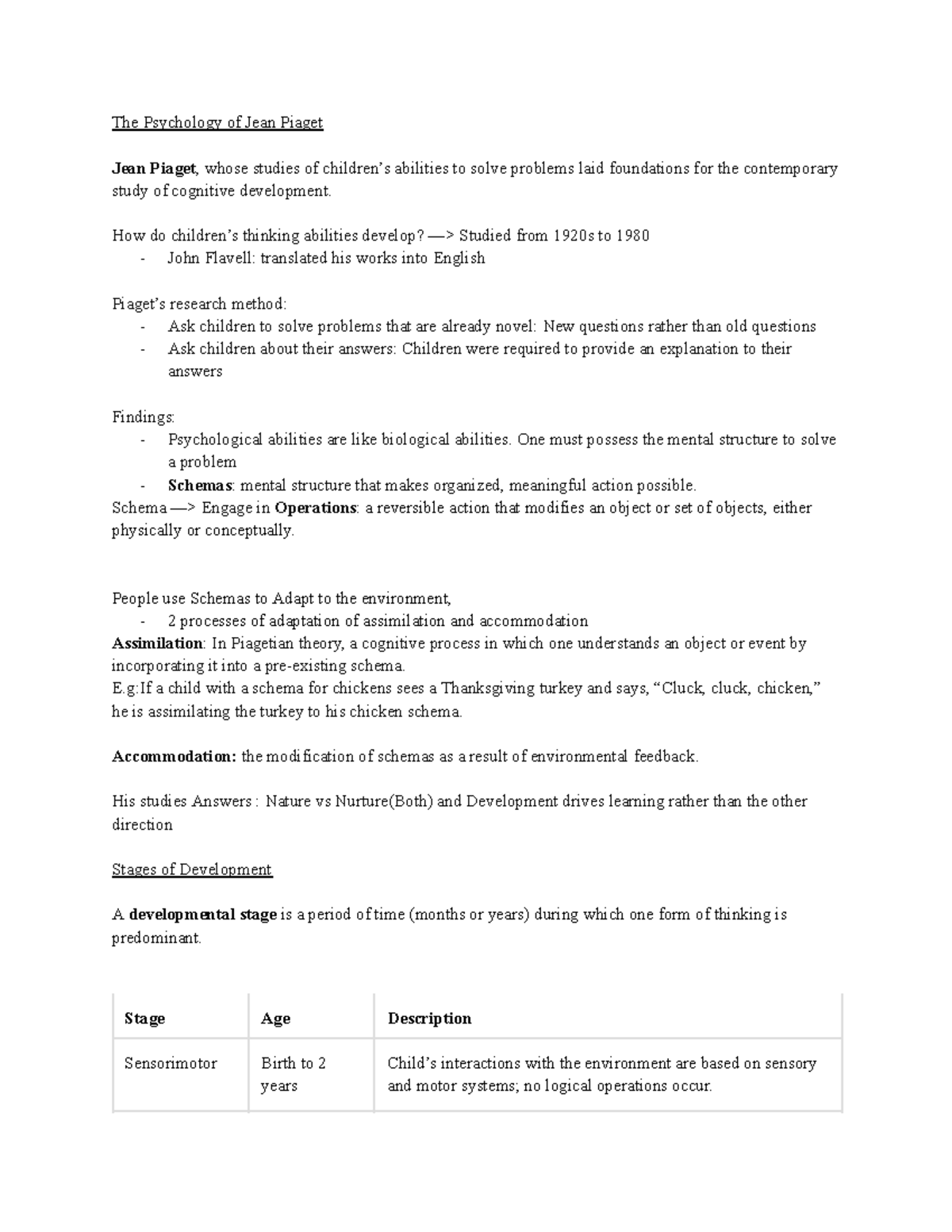 Chapter 14 Cognitive Psychology - The Psychology of Jean Piaget Jean ...