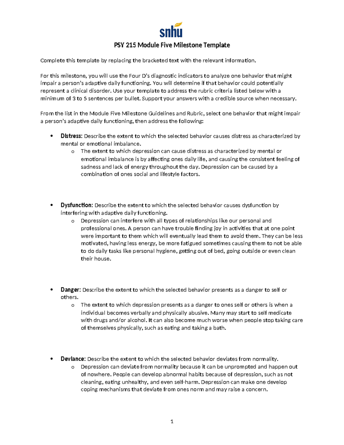 PSY 215 Module Five Milestone Template 2 copy copy - PSY 215 Module ...