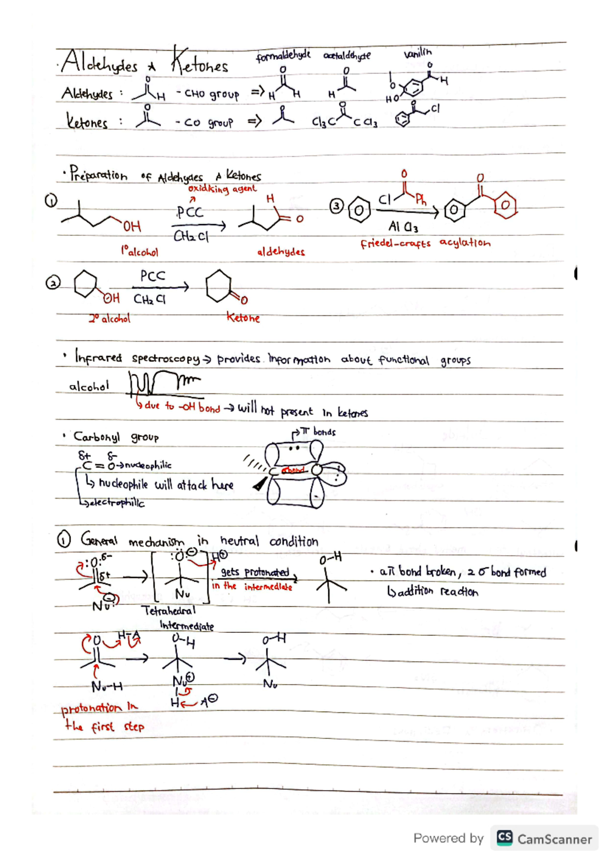 Aldehyde and ketones - summary from slides and lecturer's explanation ...