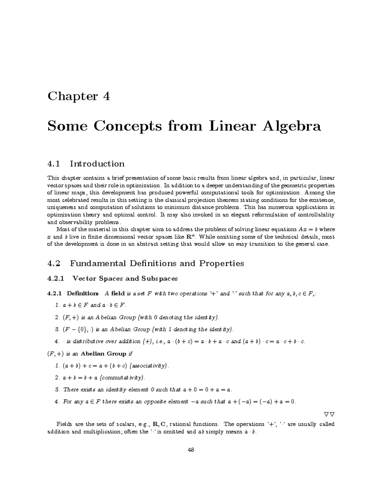 Linear Algebra - notes for eee582 - Chapter 4 Some Concepts from Linear ...