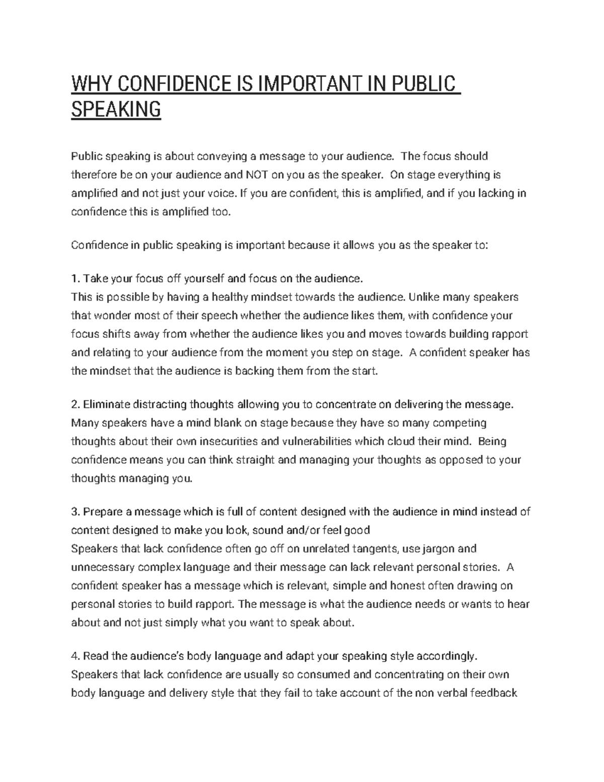 Lesson 2 Delivering Speech with Confidence - WHY CONFIDENCE IS ...