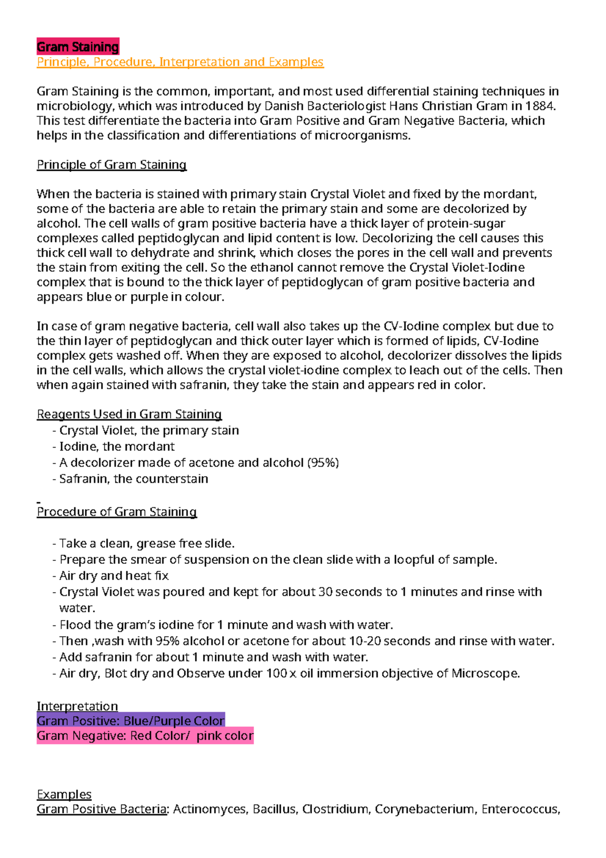 Grams staining - Gram Staining Principle, Procedure, Interpretation and ...