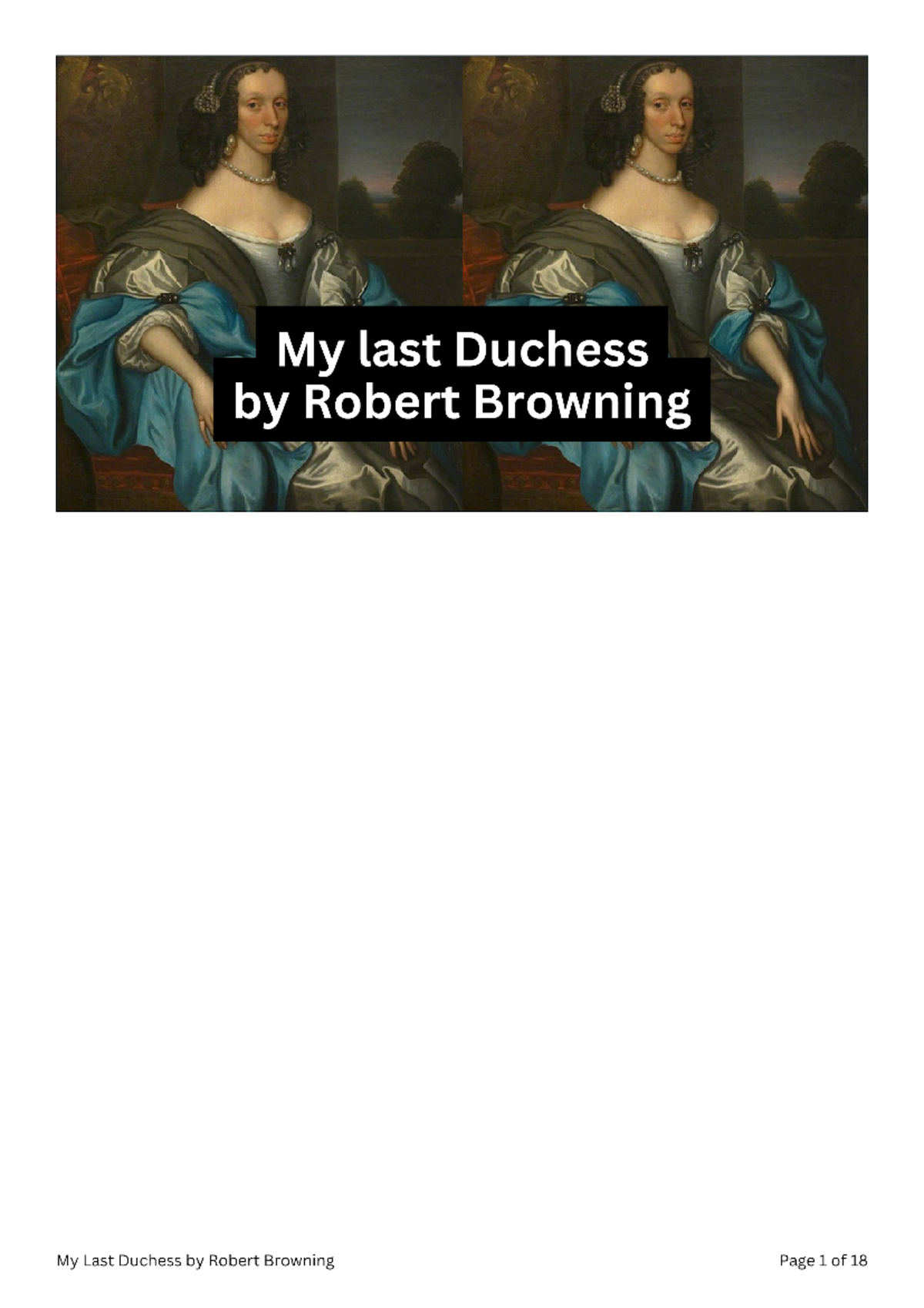 My Last Duchess by Robert Browning - English Hons - Studocu