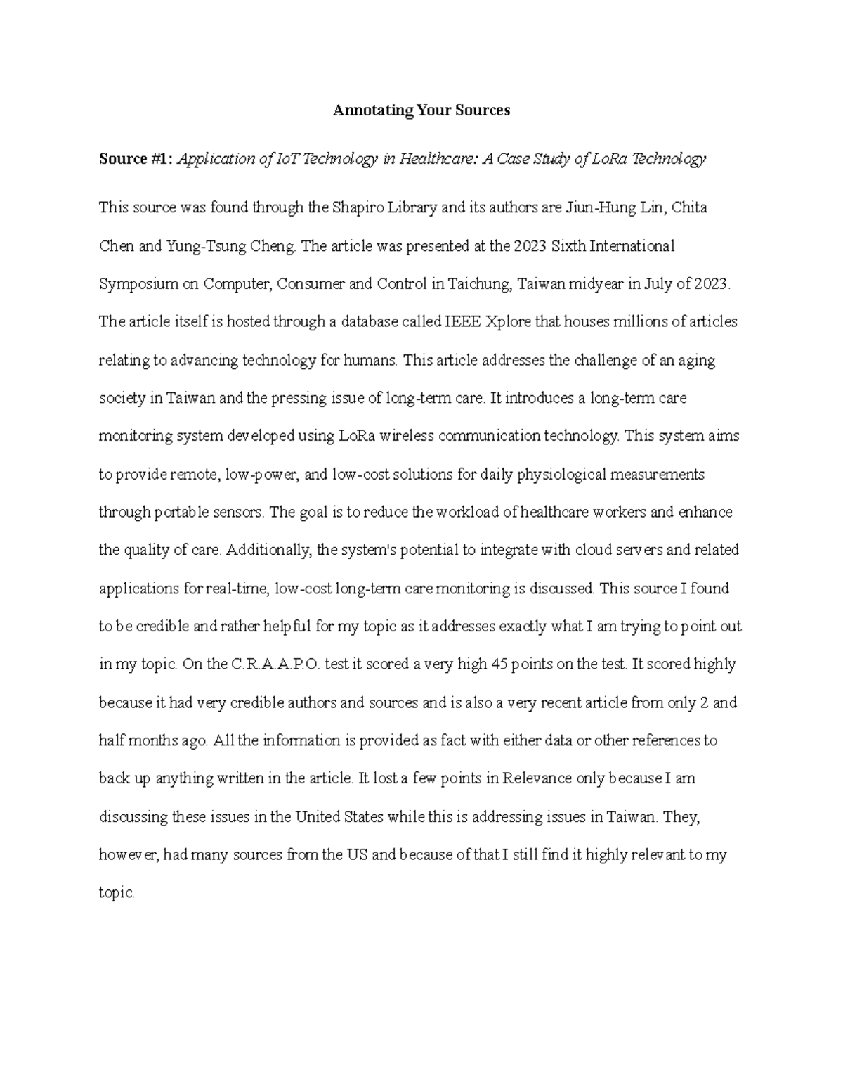 Assignment 3-4 Annotating Your Sources - Annotating Your Sources Source ...