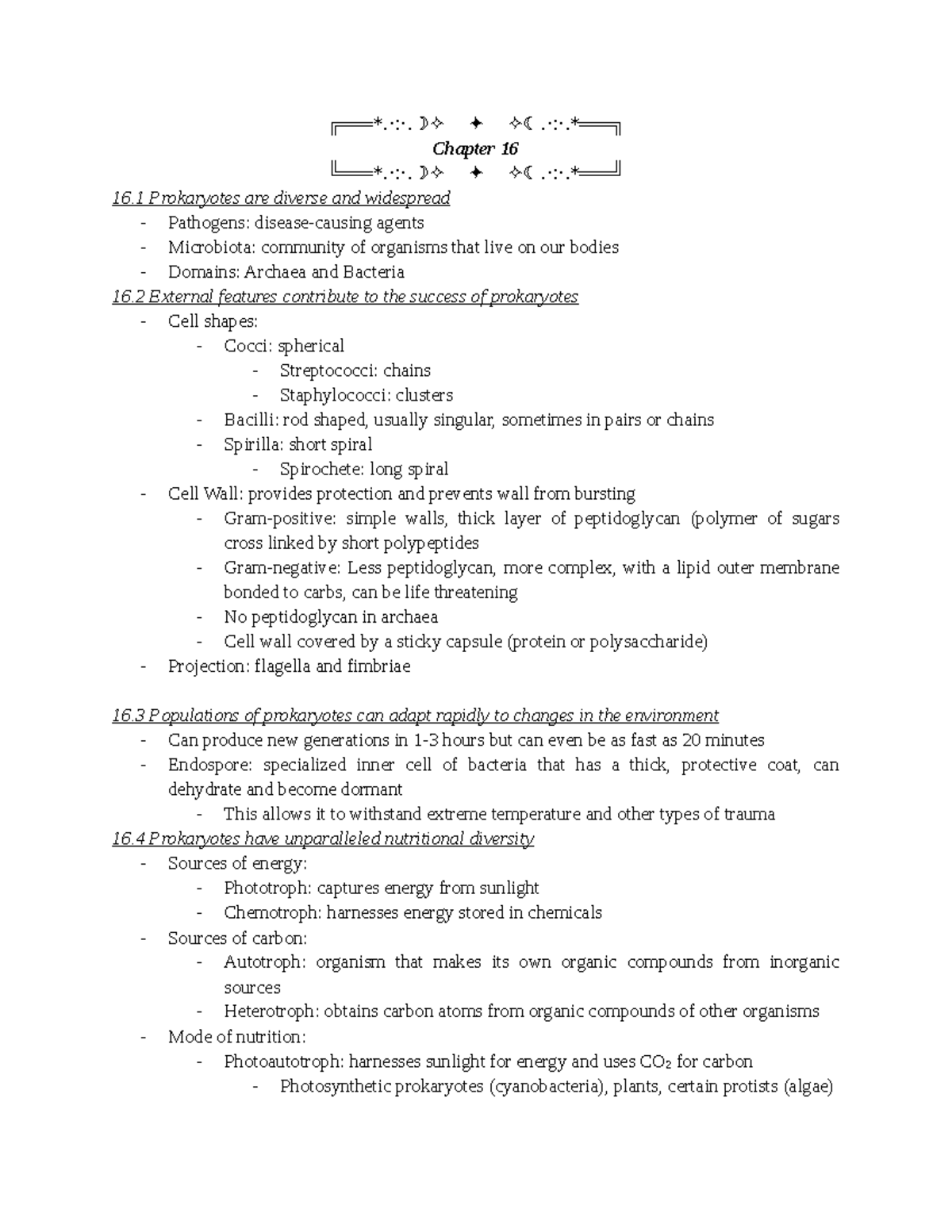 Chapter 16 Summary - Notes on Prokaryotes ...