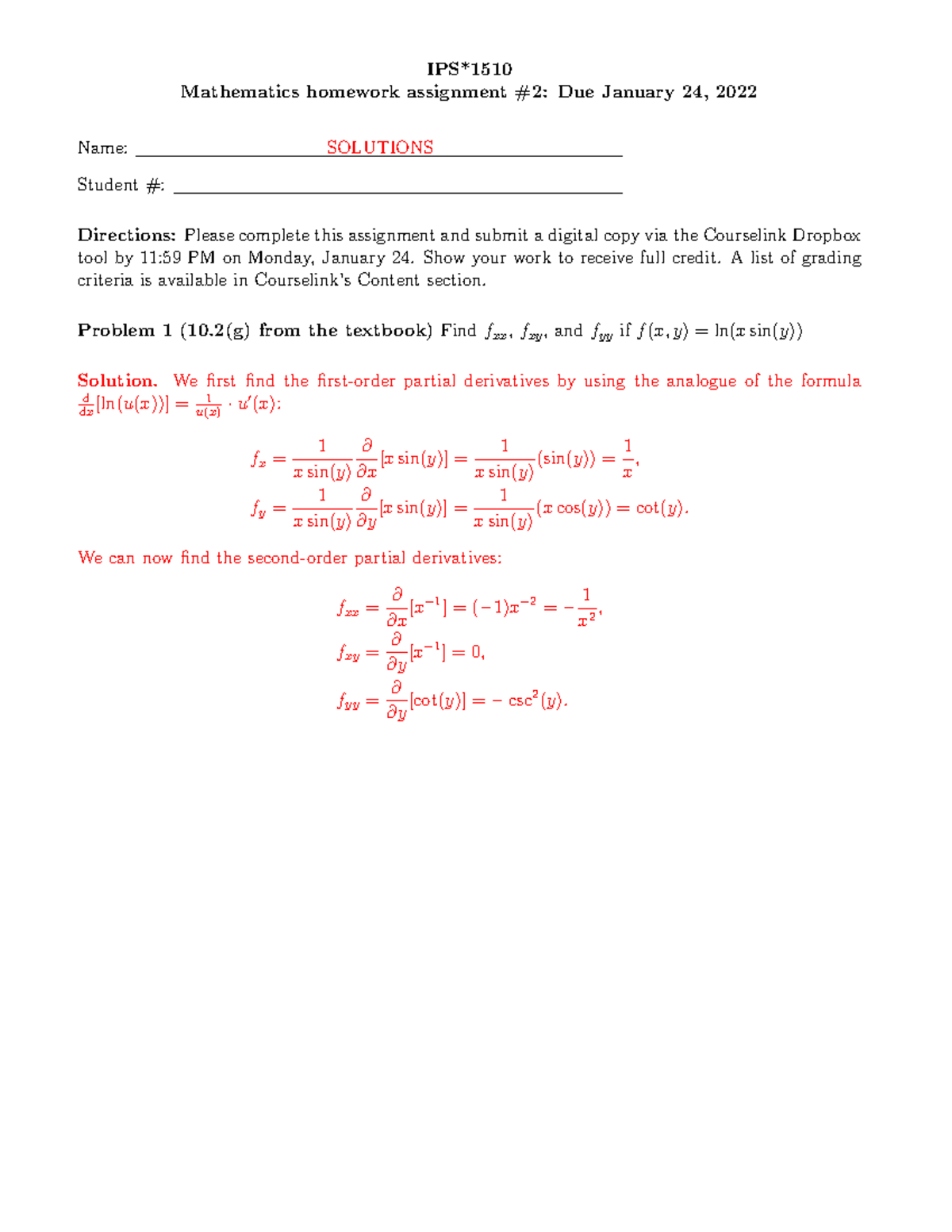 IPS1510 math hw2 solutions - IPS* Mathematics homework assignment #2: Due January 24, 2022 Name ...