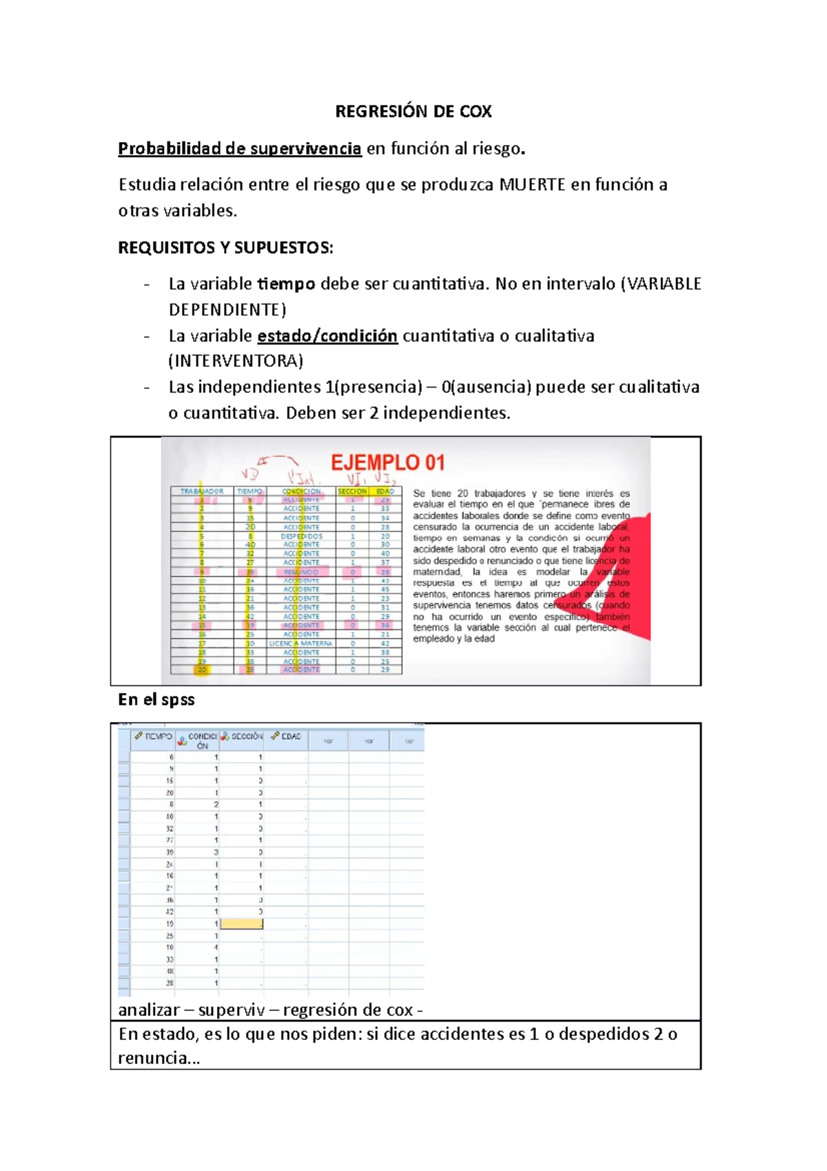 Regresión DE COX - REGRESIÓN DE COX Probabilidad de supervivencia en ...