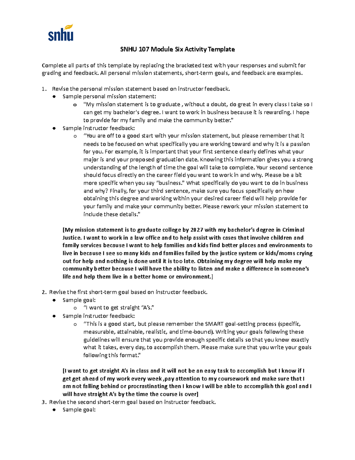 SNHU 107 Module Six Activity Template - SNHU 107 Module Six Activity ...
