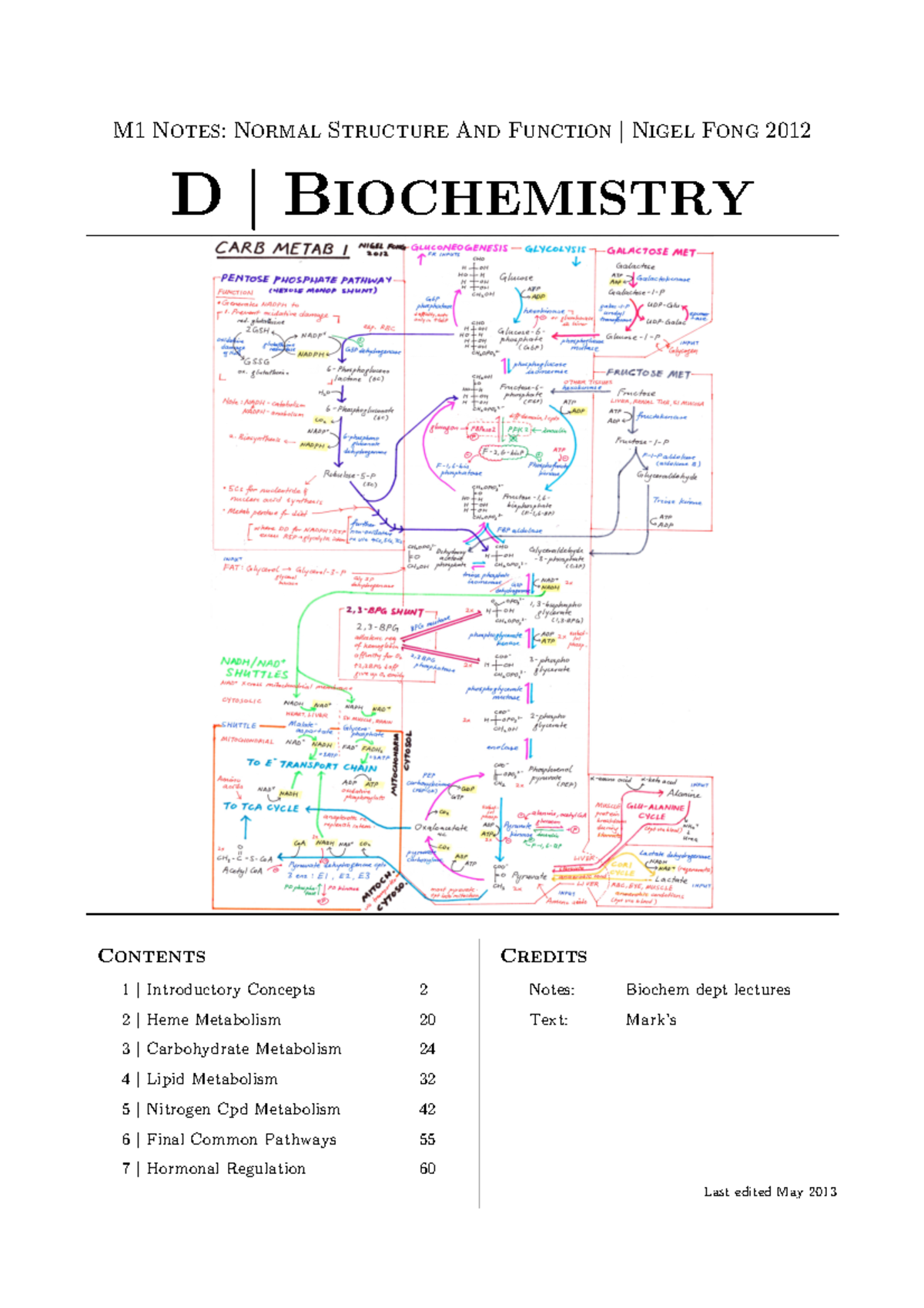 M1 Biochemistry - M1 NOTES: NORMAL STRUCTURE AND FUNCTION NIGEL FONG ...