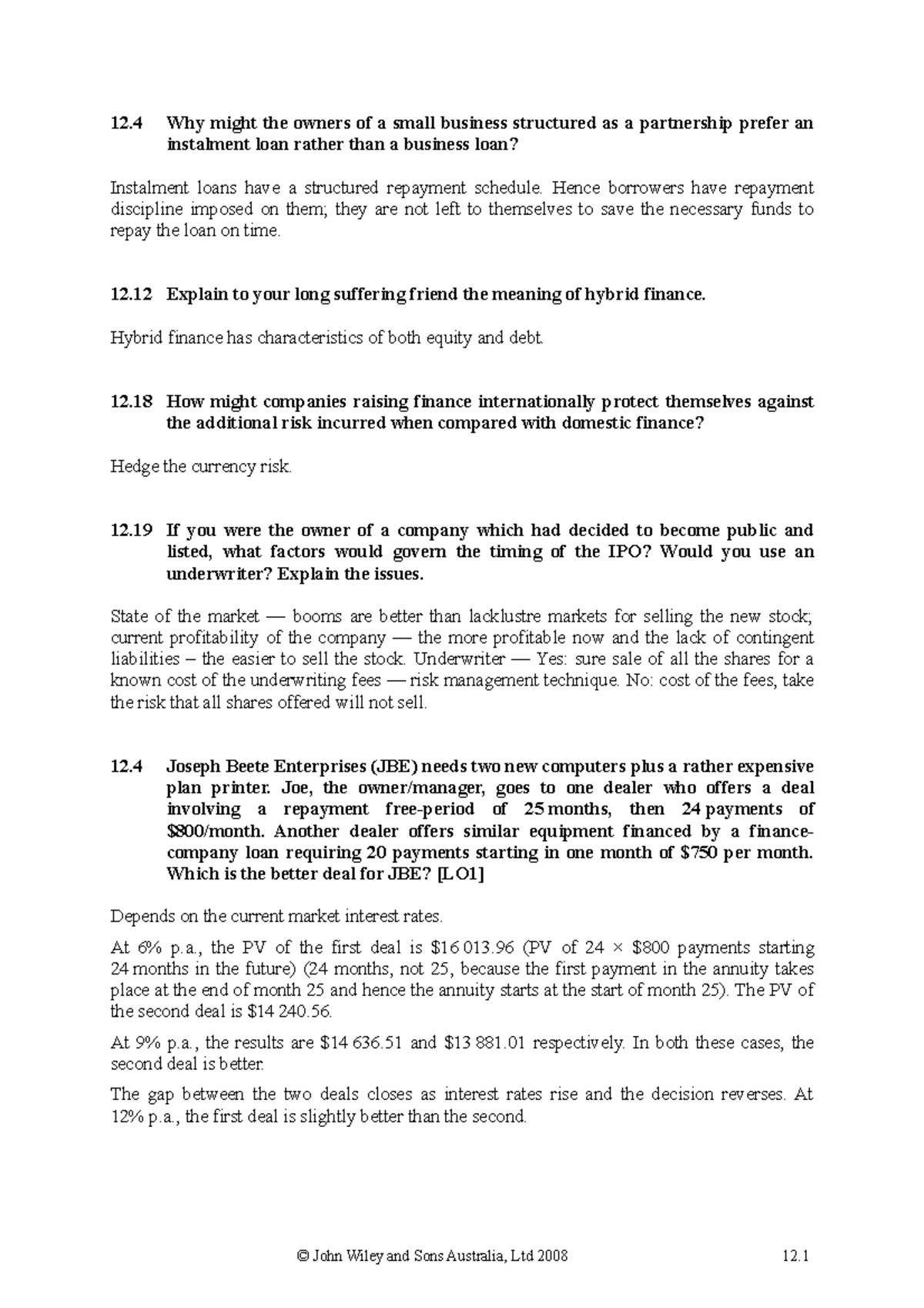 Ch12 2e - a stANDARD GUIDE TO ALL QUESTIONS and its solutions - 12 Why ...