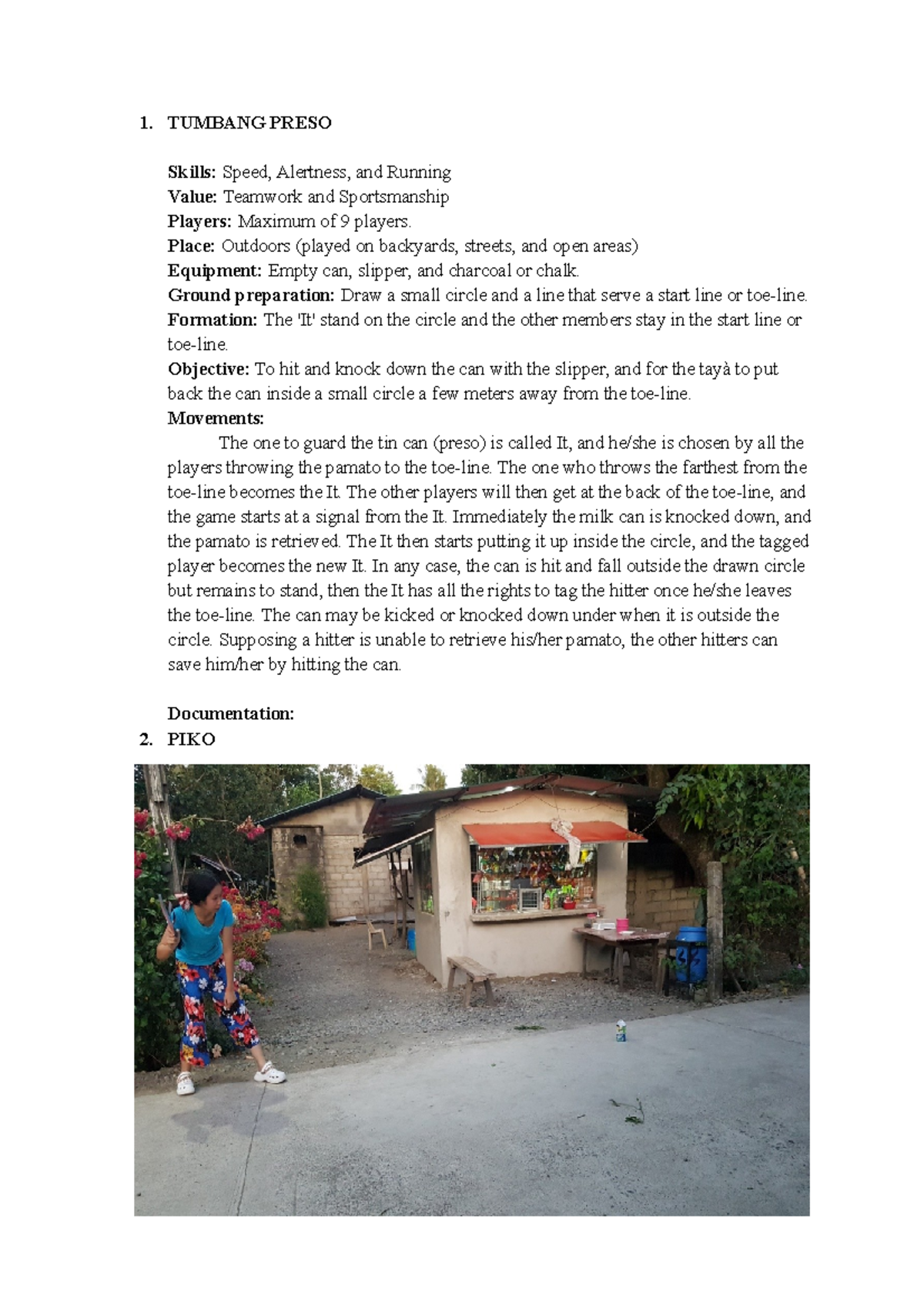 25 Trad games - It is a trail sign - 1. TUMBANG PRESO Skills: Speed ...