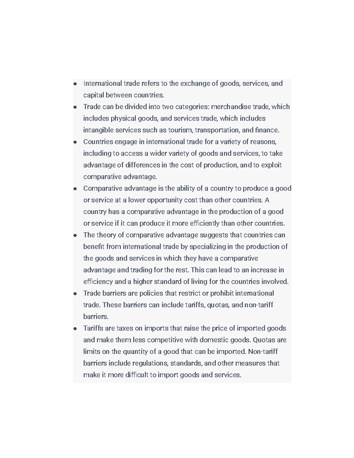 International Trade Notes - International trade refers to the exchange ...