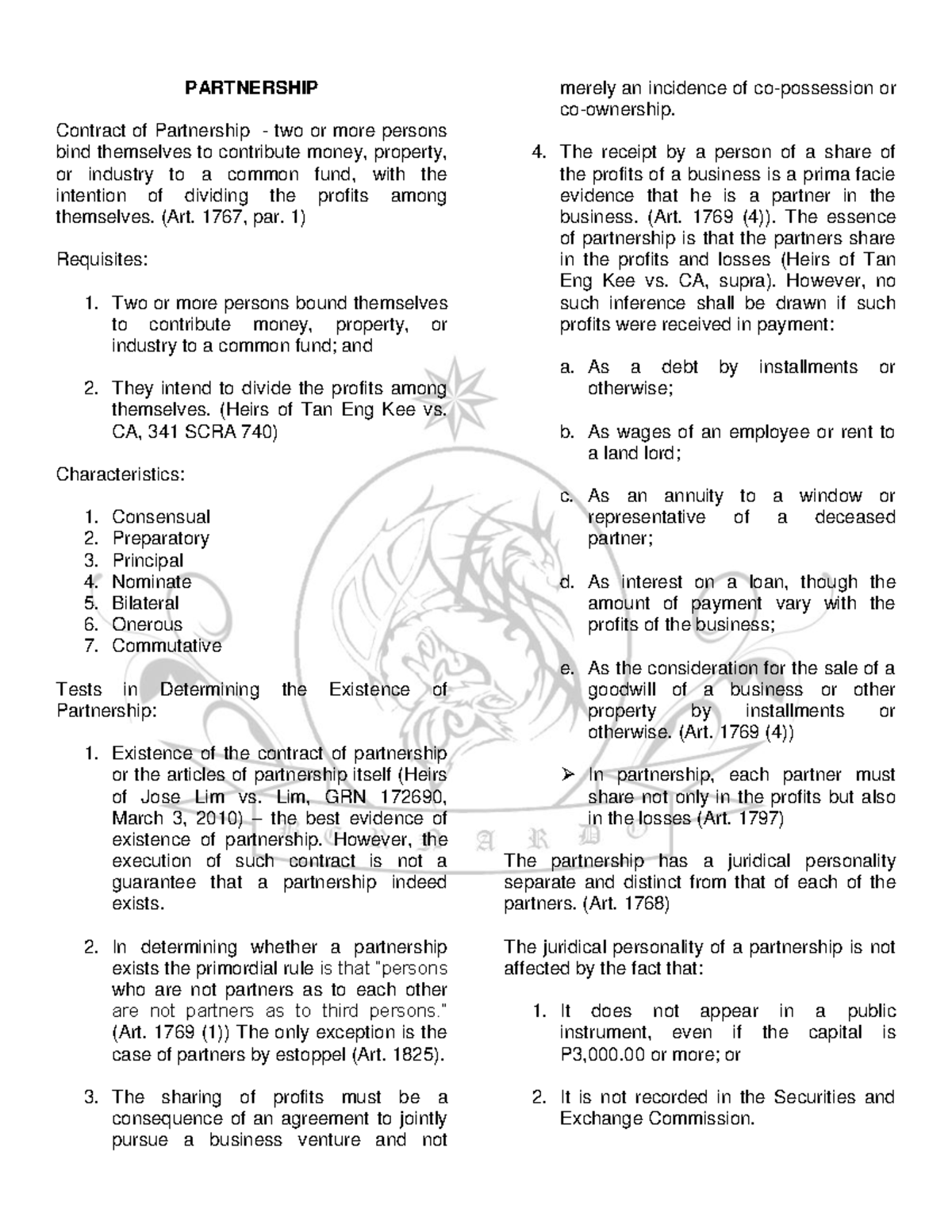Partnership Introduction - HANDOUTS - PARTNERSHIP Contract of ...