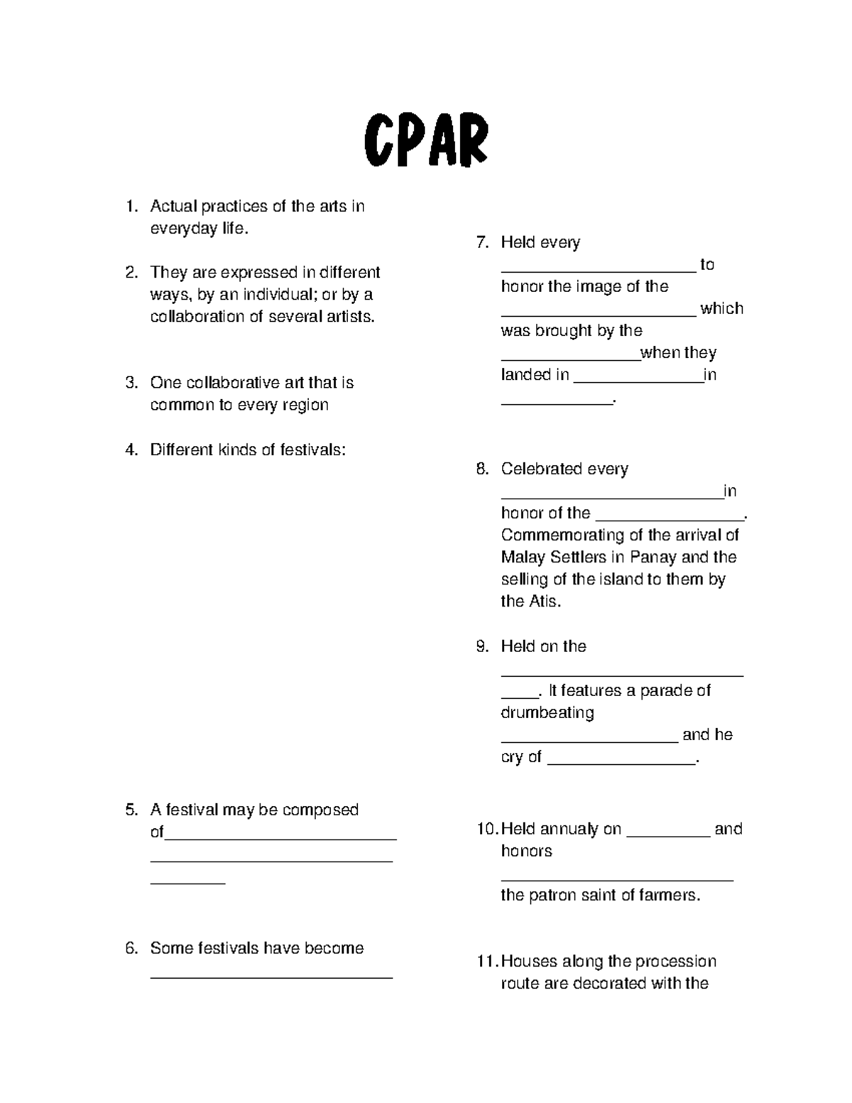 CPAR Not Complete Rev - Contemp Arts - CPAR Actual practices of the ...