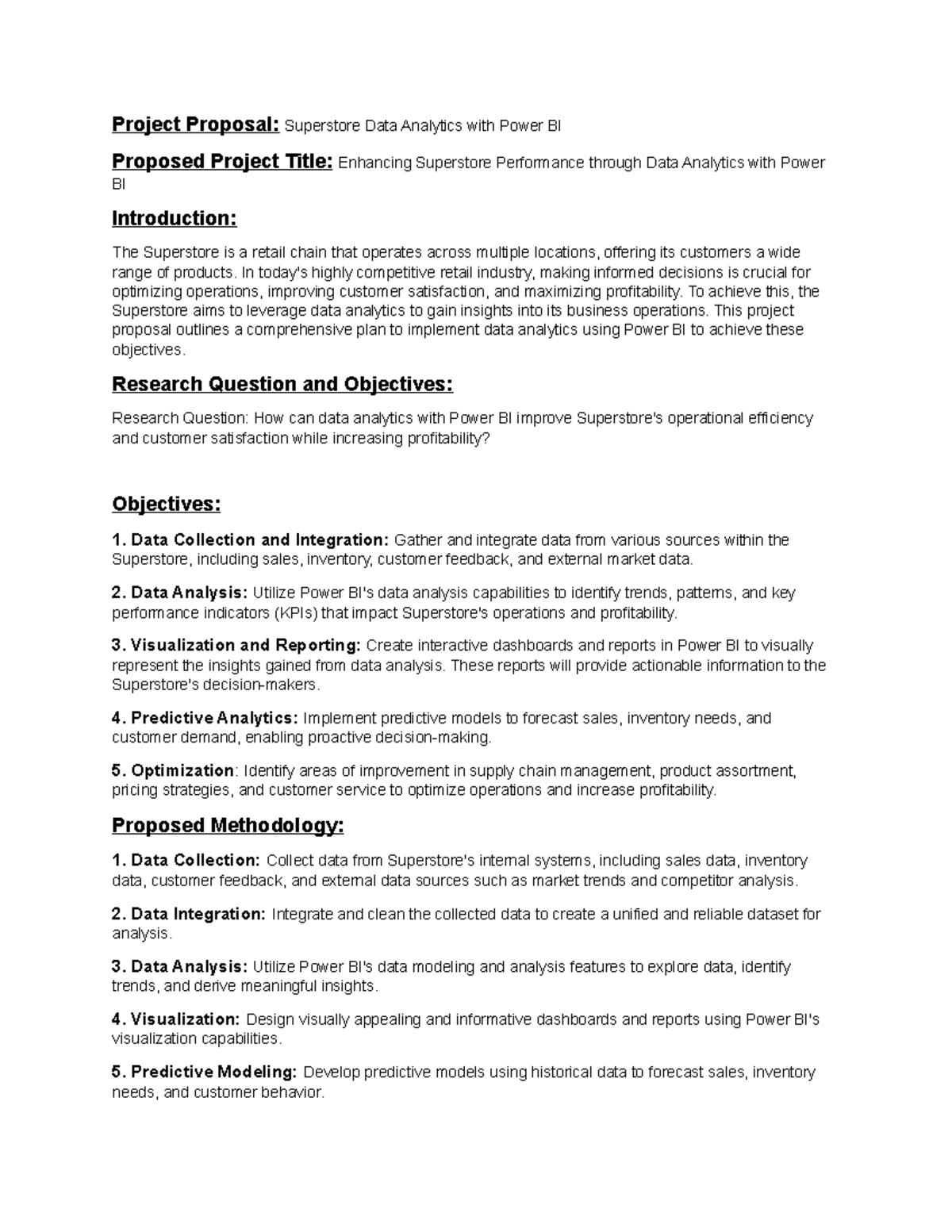Project Proposal GI BTP - Project Proposal: Superstore Data Analytics ...