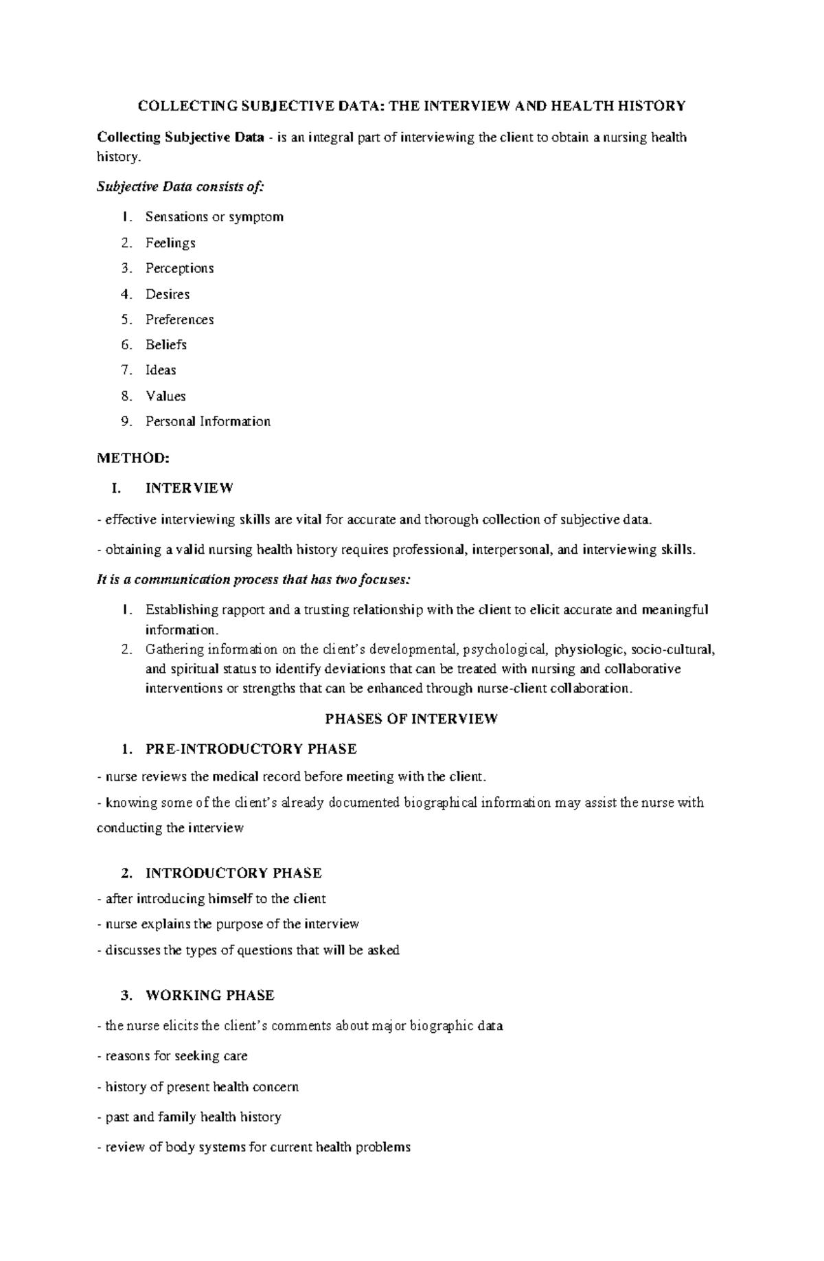 3 - midterms - COLLECTING SUBJECTIVE DATA: THE INTERVIEW AND HEALTH ...