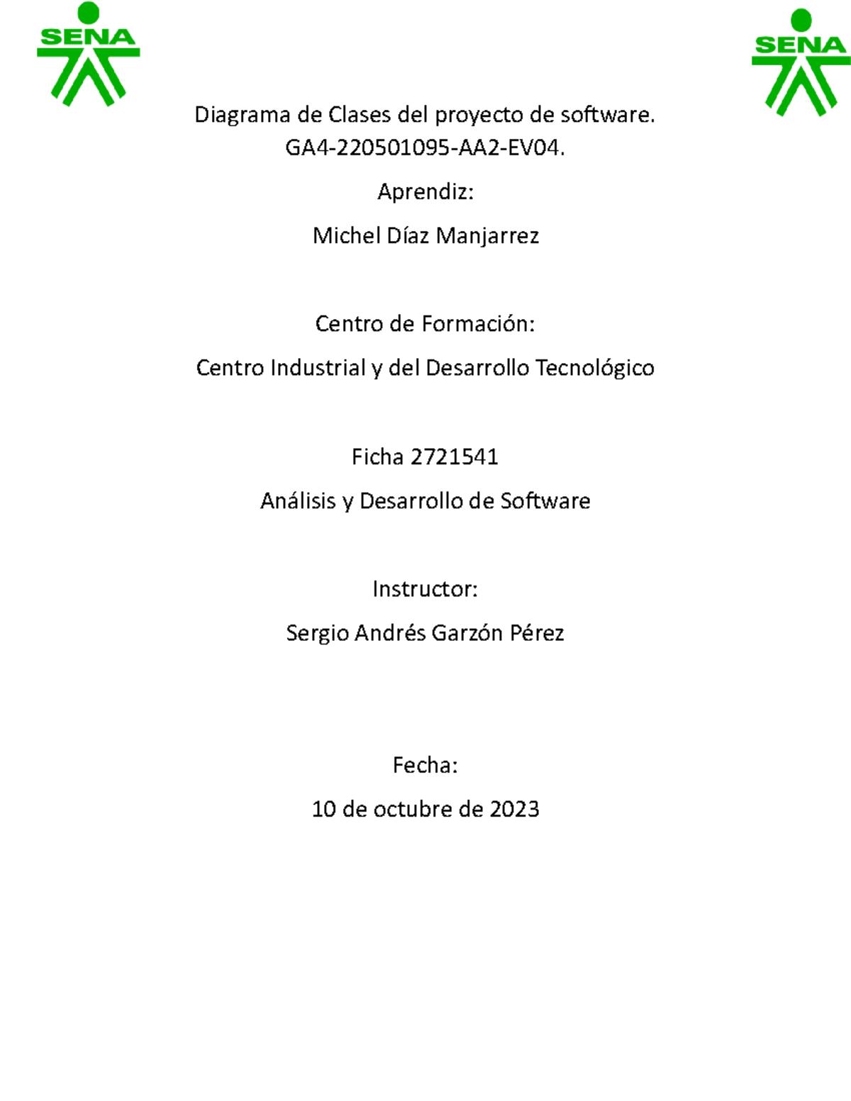 Diagrama de Clases del proyecto de software GA4-220501095-AA2-EV04 - Diagrama de Clases del ...