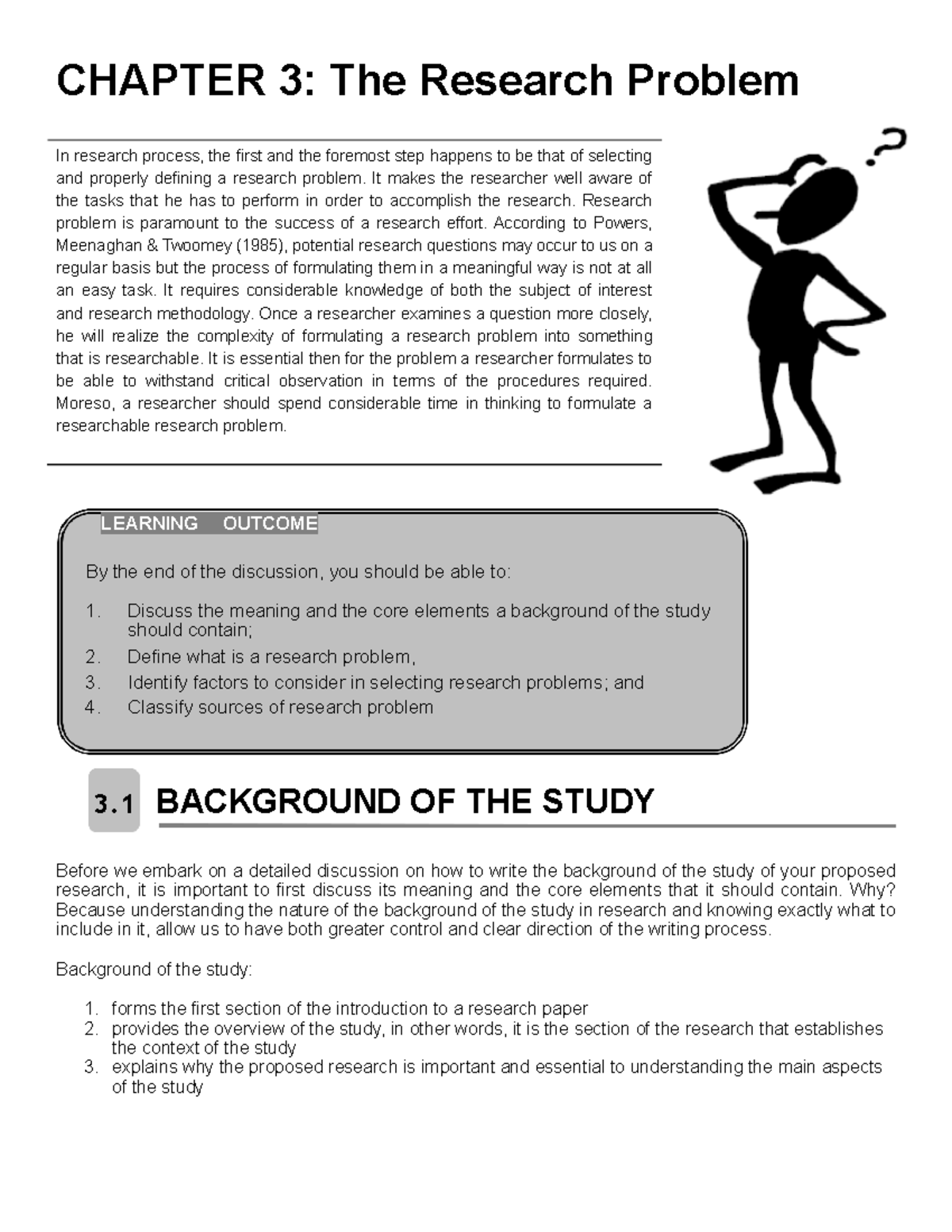 Study Guide 3 NCM - CHAPTER 3: The Research Problem In research process ...