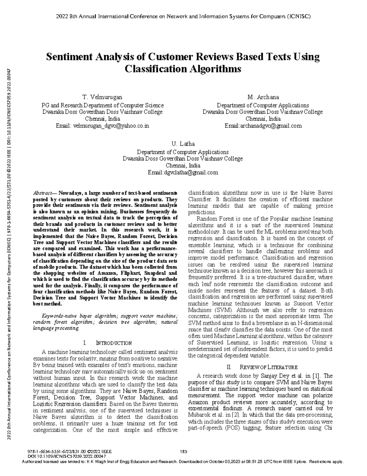 Sentiment Analysis of Customer Reviews Based Texts Using Classification ...