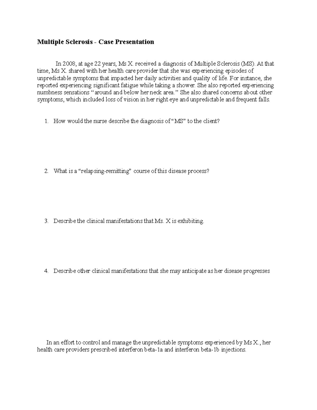 Multiple Sclerosis case study - Multiple Sclerosis - Case Presentation ...