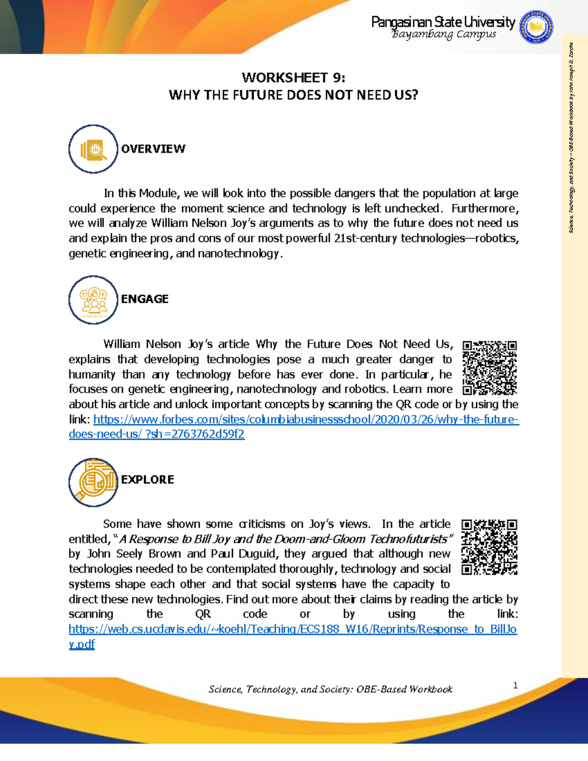 STS-Worksheet-9 - none - 1 Bayambang Campus Science, Technology, and ...