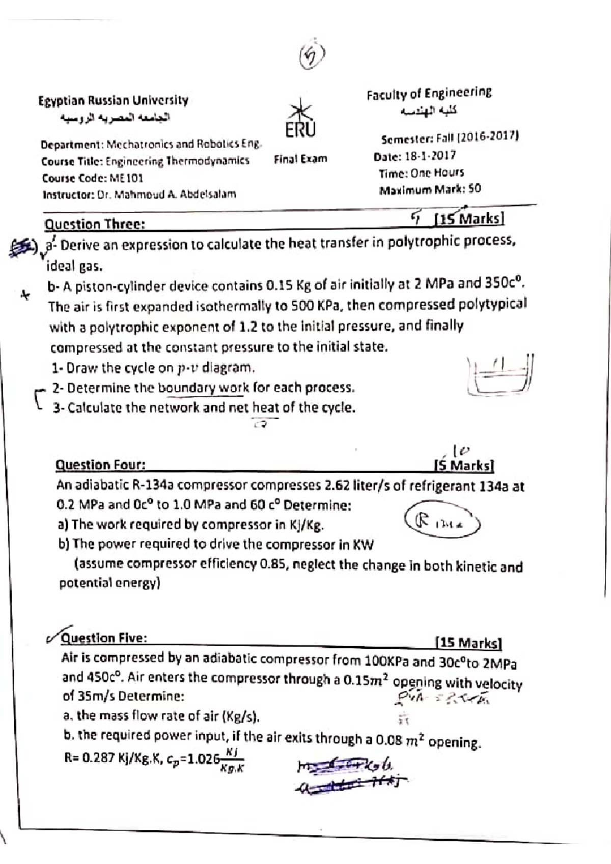 Thermodynamics (ME101) Final - thermo - Studocu
