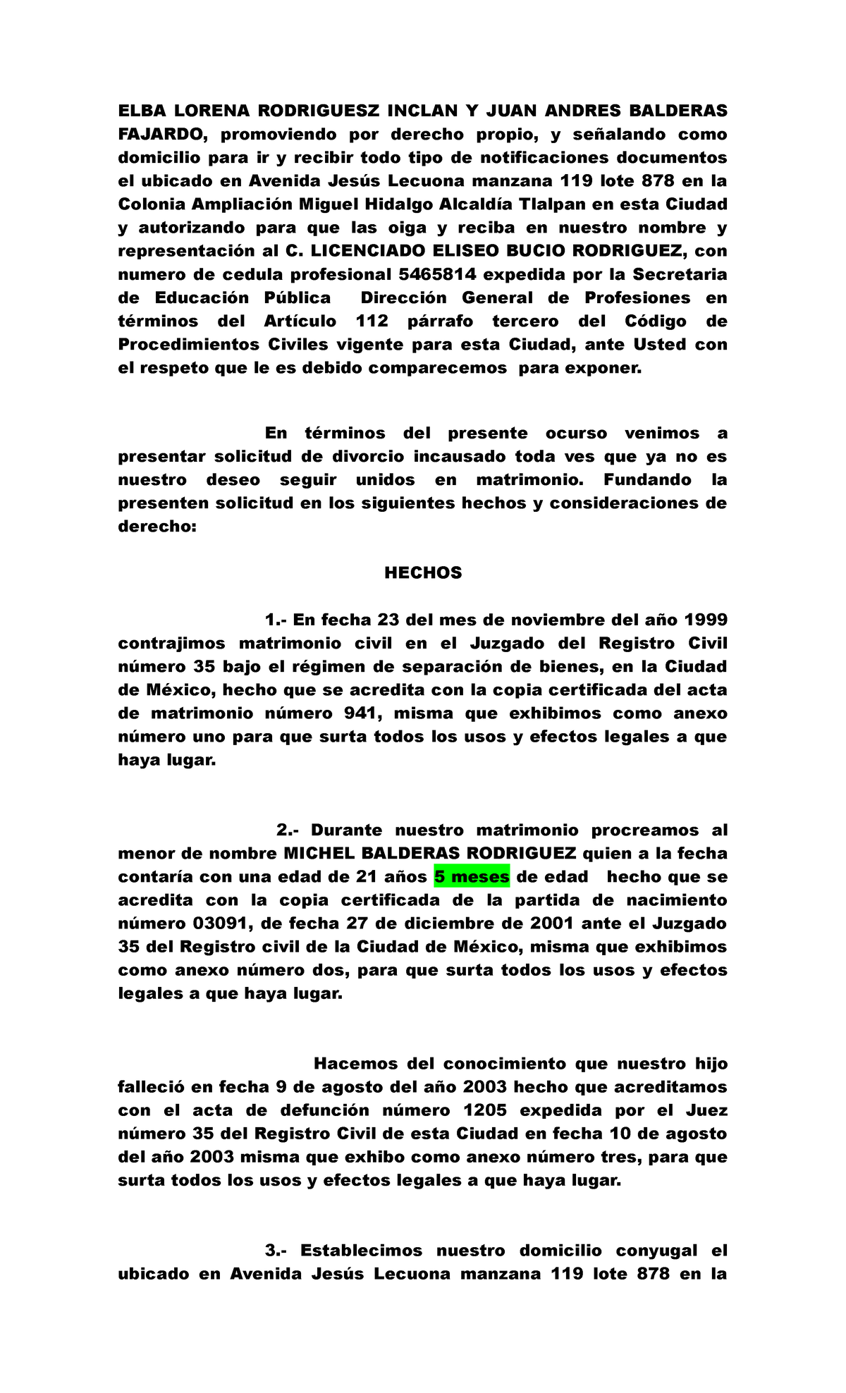 Incausasdo ELBA Lorena Rodriguesz Inclan Y JUAN Andres Balderas Fajardo ...