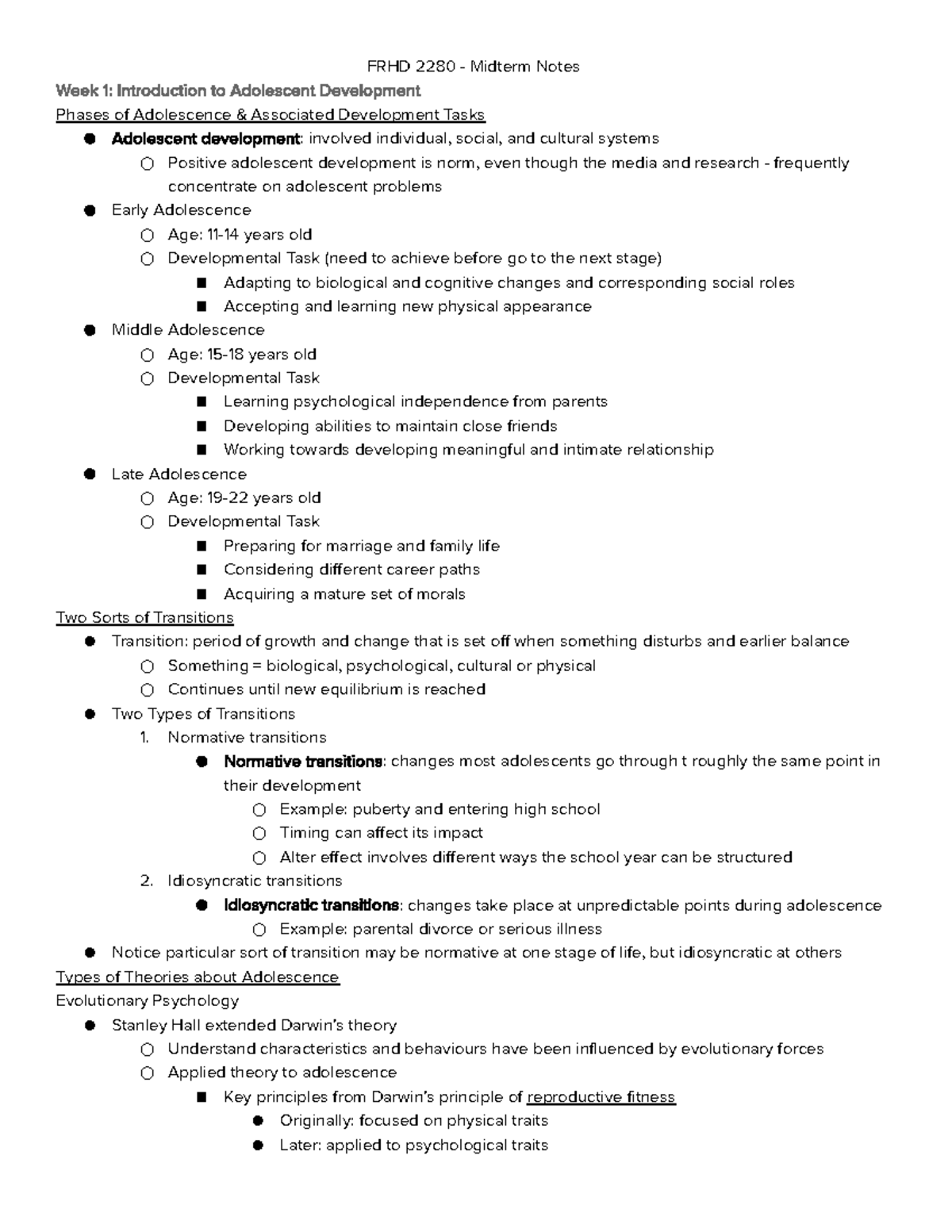 FRHD 2280 - Midterm Notes - FRHD 2280 - Midterm Notes Week 1 ...