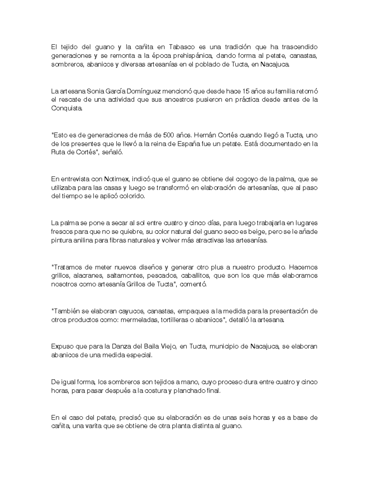 Guano en Tabasco - El tejido del guano y la cañita en Tabasco es una ...