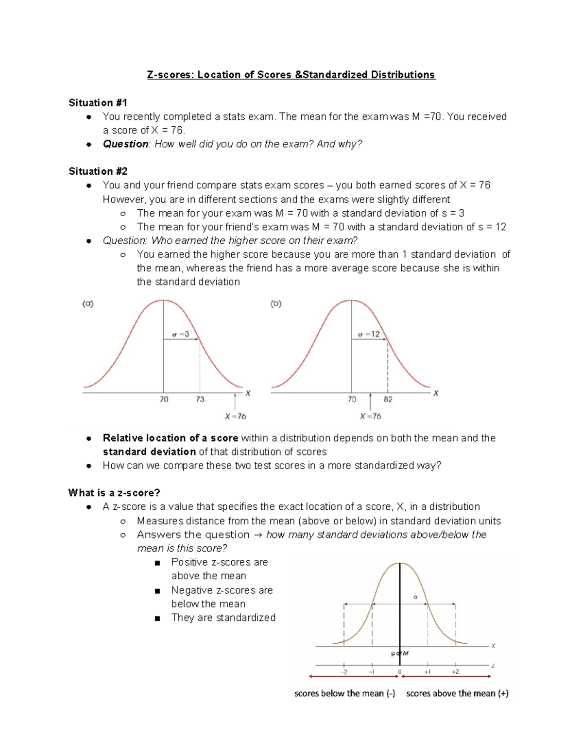Week 5 lecture - Benjamin Diplock - Z-scores: Location of Scores &Standardized Distributions ...