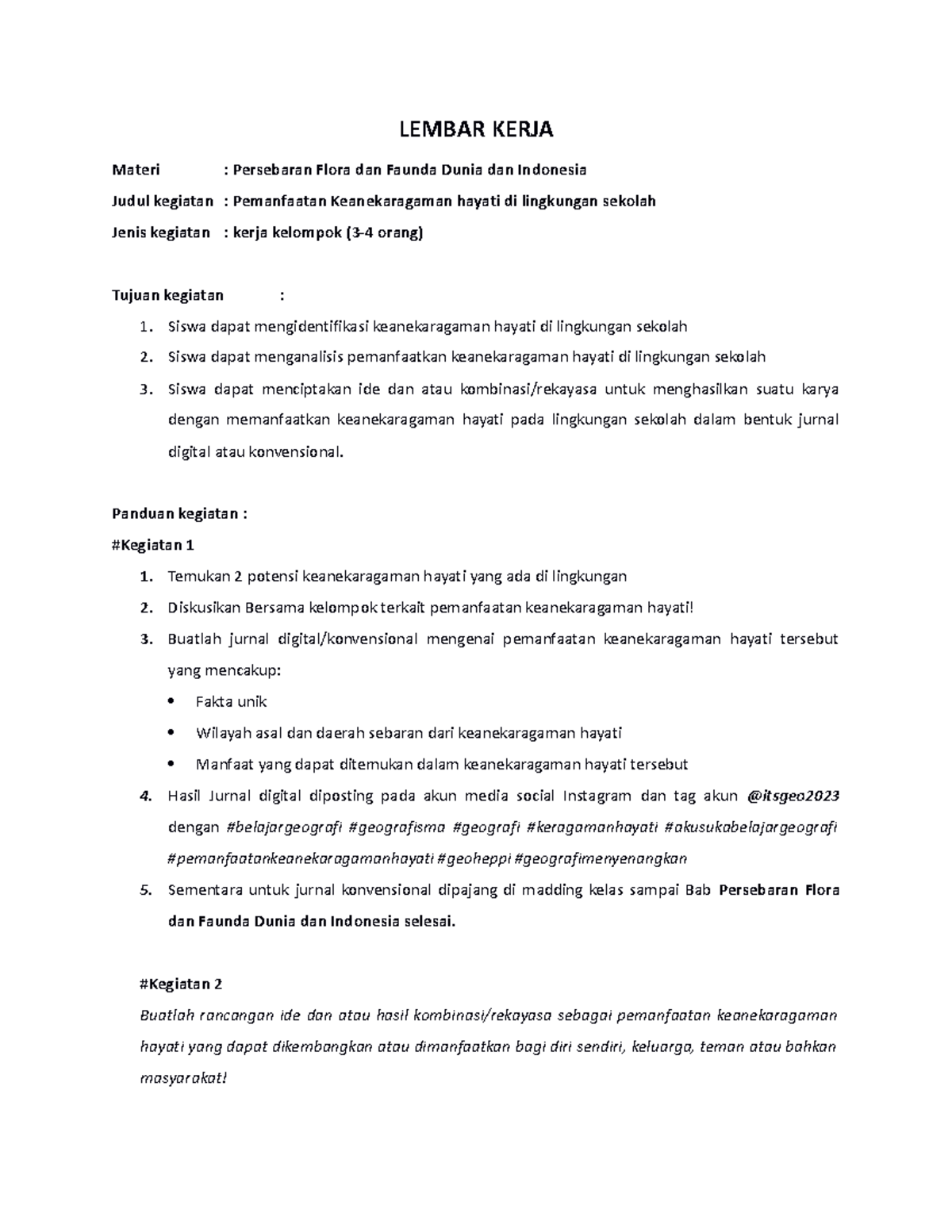 Lembar Kerja Geografi - semoga membantu - LEMBAR KERJA Materi ...