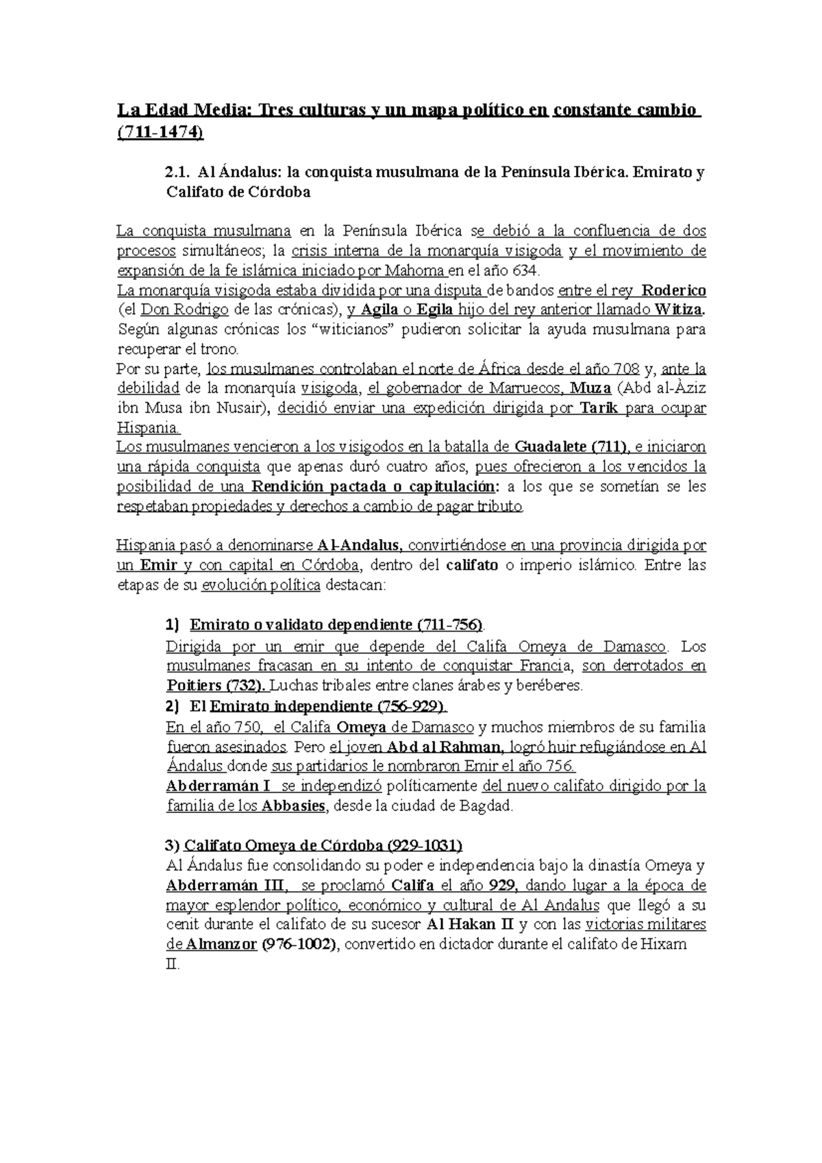 Bloque 02. LA EDAD Media - HISTORIA DE ESPAÑA BACH - La Edad Media: Tres culturas y un mapa ...
